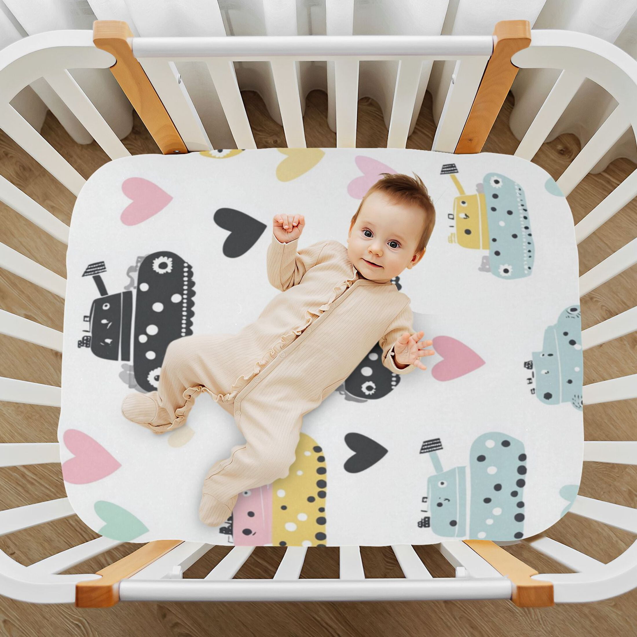 WOBOGO Illustration Of Colorful Cute Tanks Baby Crib Sheets Super Soft ...