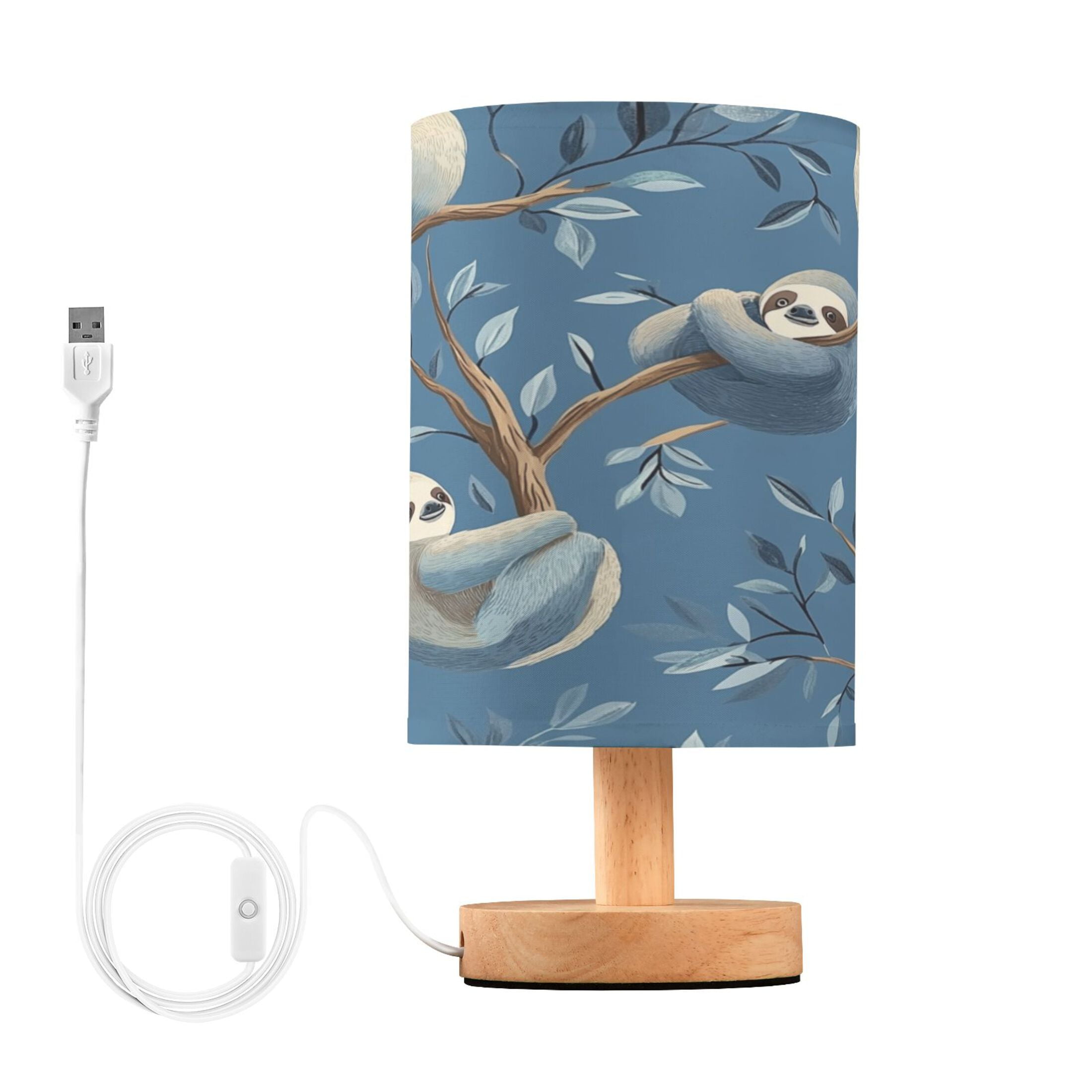 WOBOGO Illustration Of Cute Sloth Lying on The Tree Bedroom Table Lamp ...