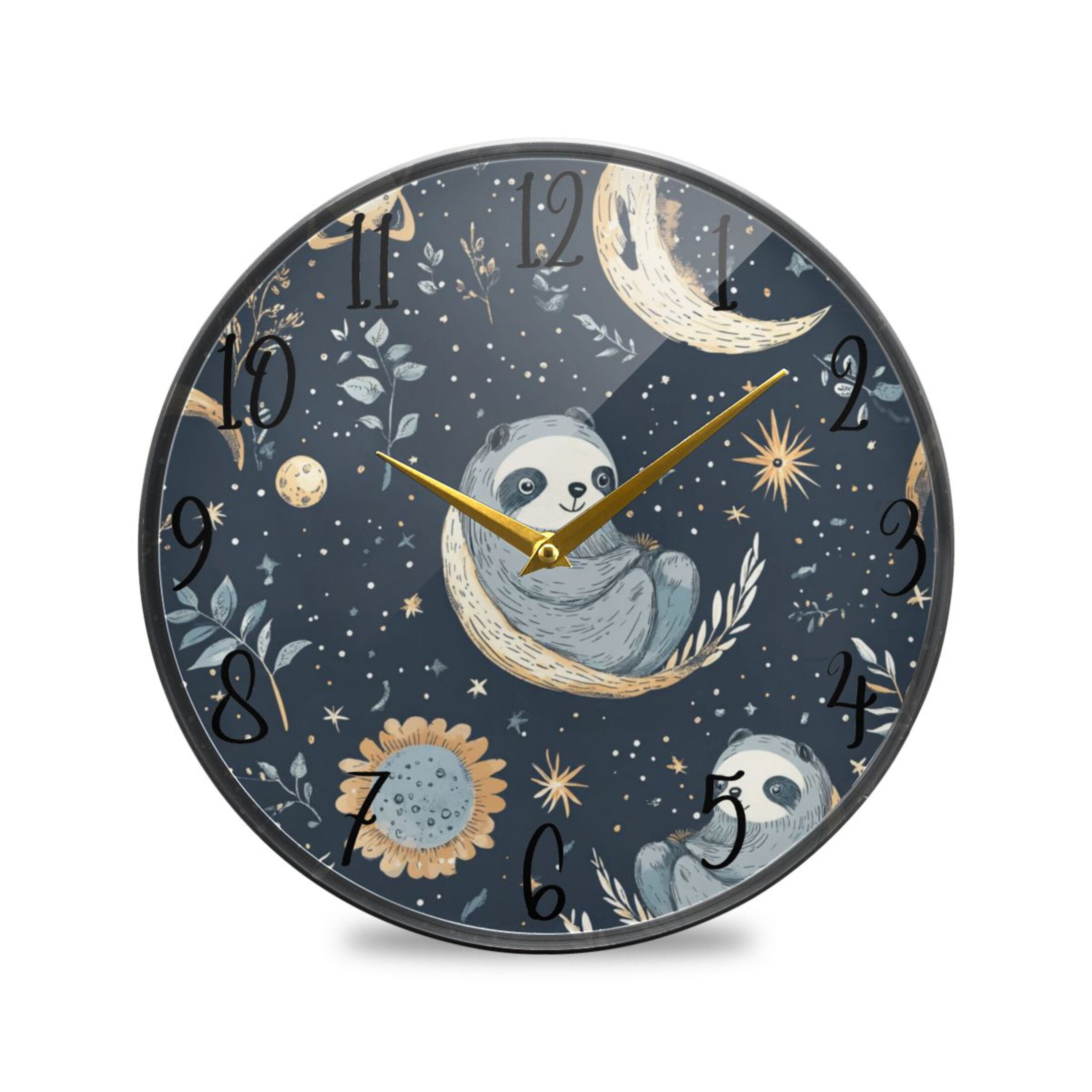 WOBOGO Illustration Of Cute Sloth in Space Acrylic Wall Clock Battery ...