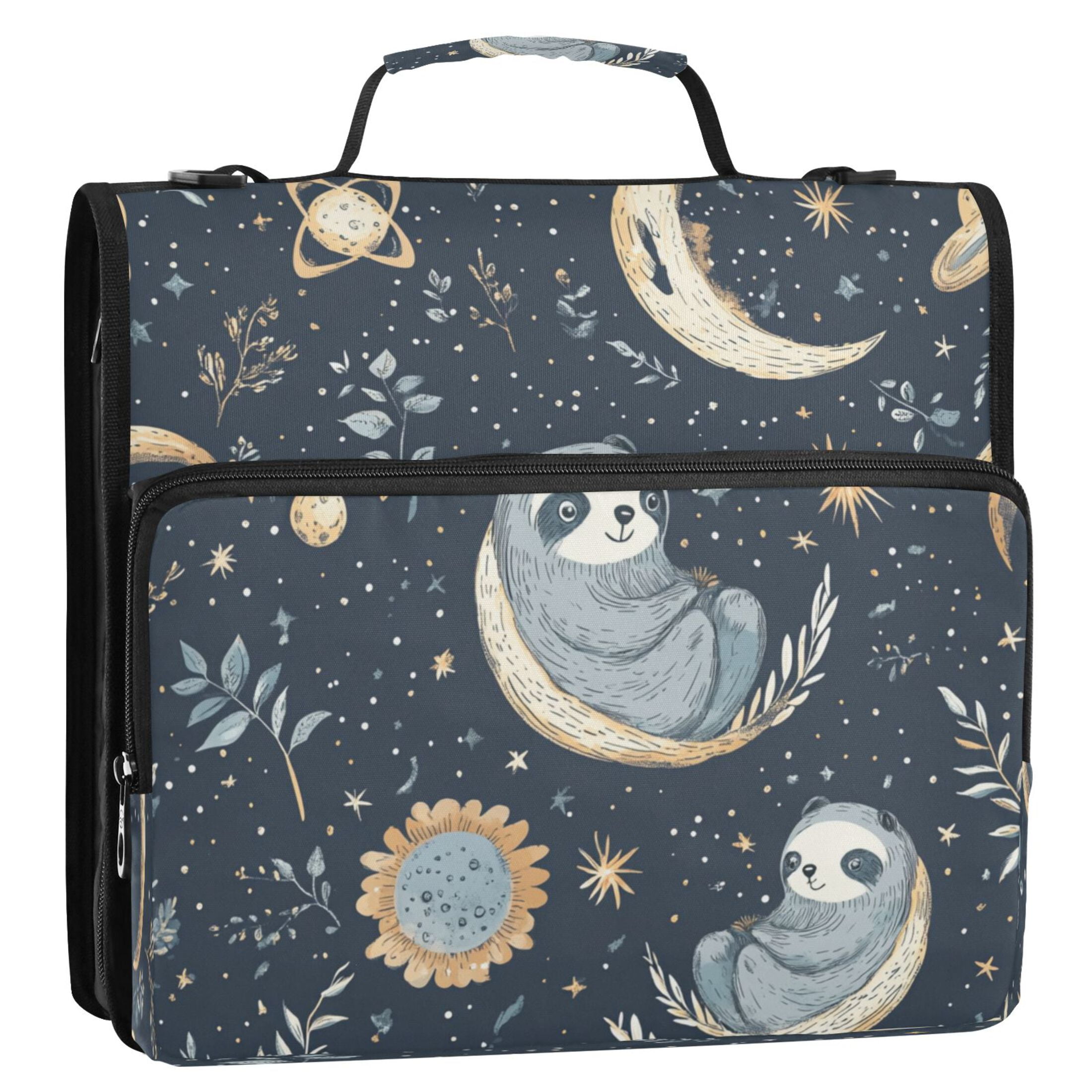 WOBOGO Illustration Of Cute Sloth in Space Ring Binder Bag 1.5in Folder ...