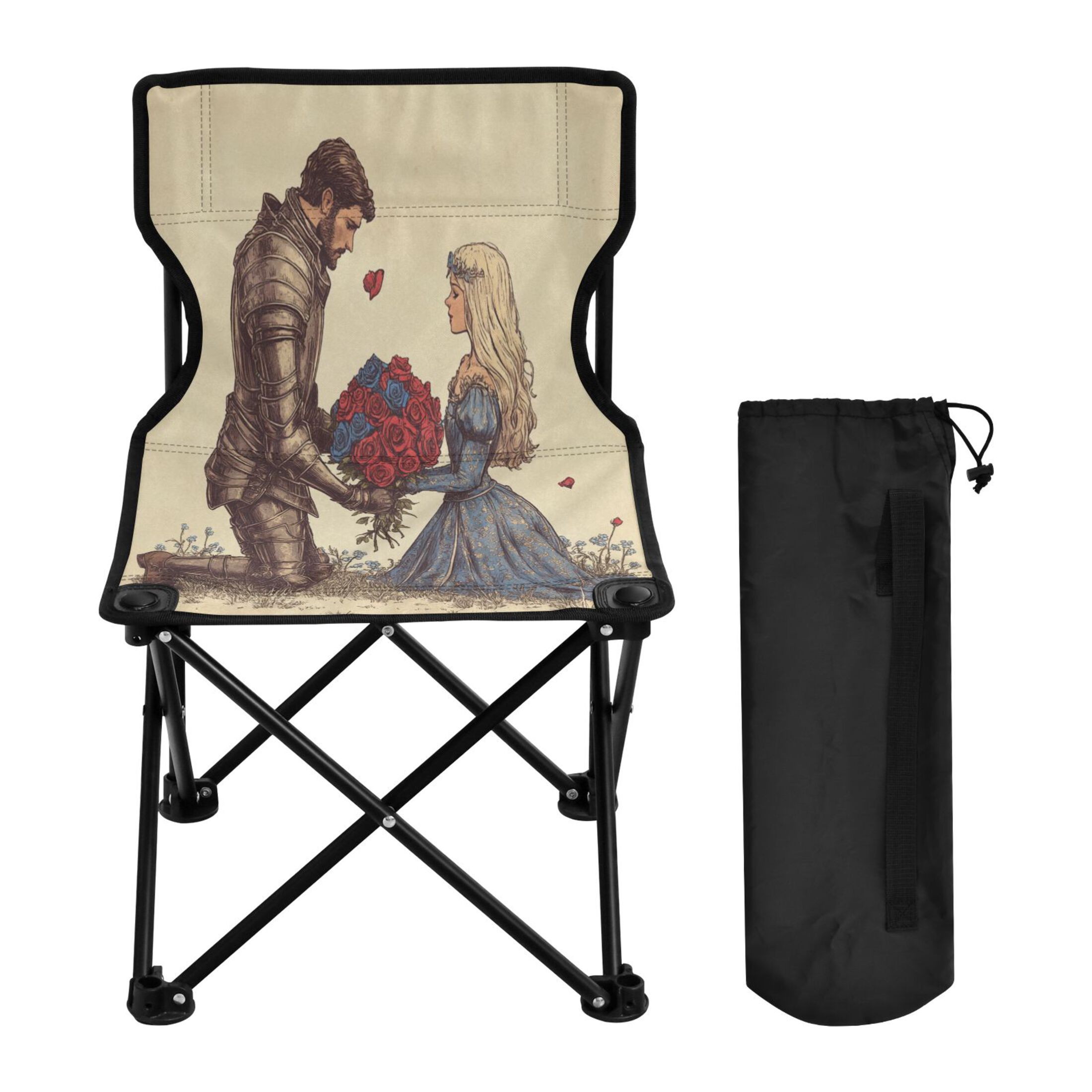 WOBOGO Illustration Of Knight Sending Flowers To Princess Camping Chair ...
