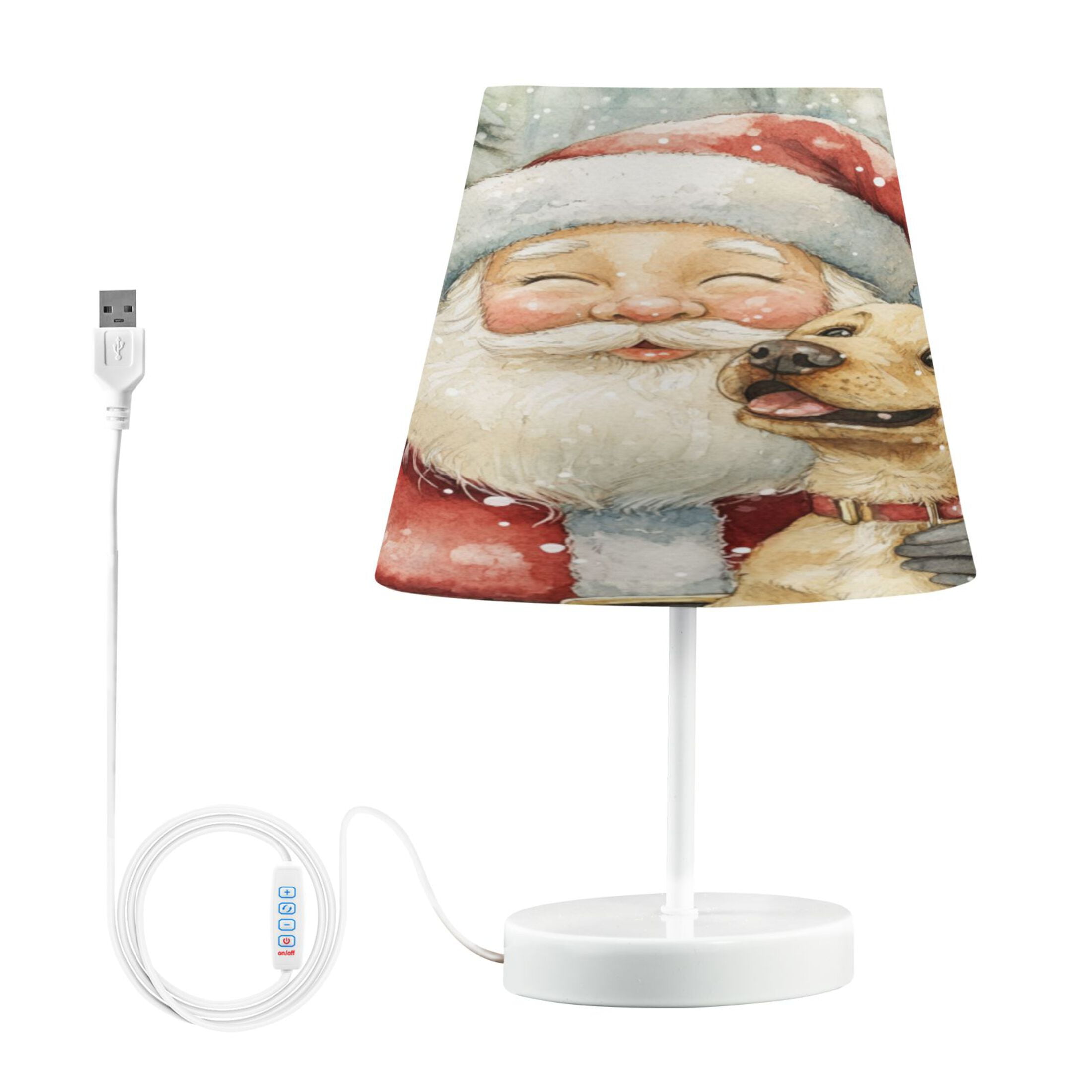 WOBOGO Illustration Of Santa Claus with A Dog Table Lamps Bedroom 3 ...