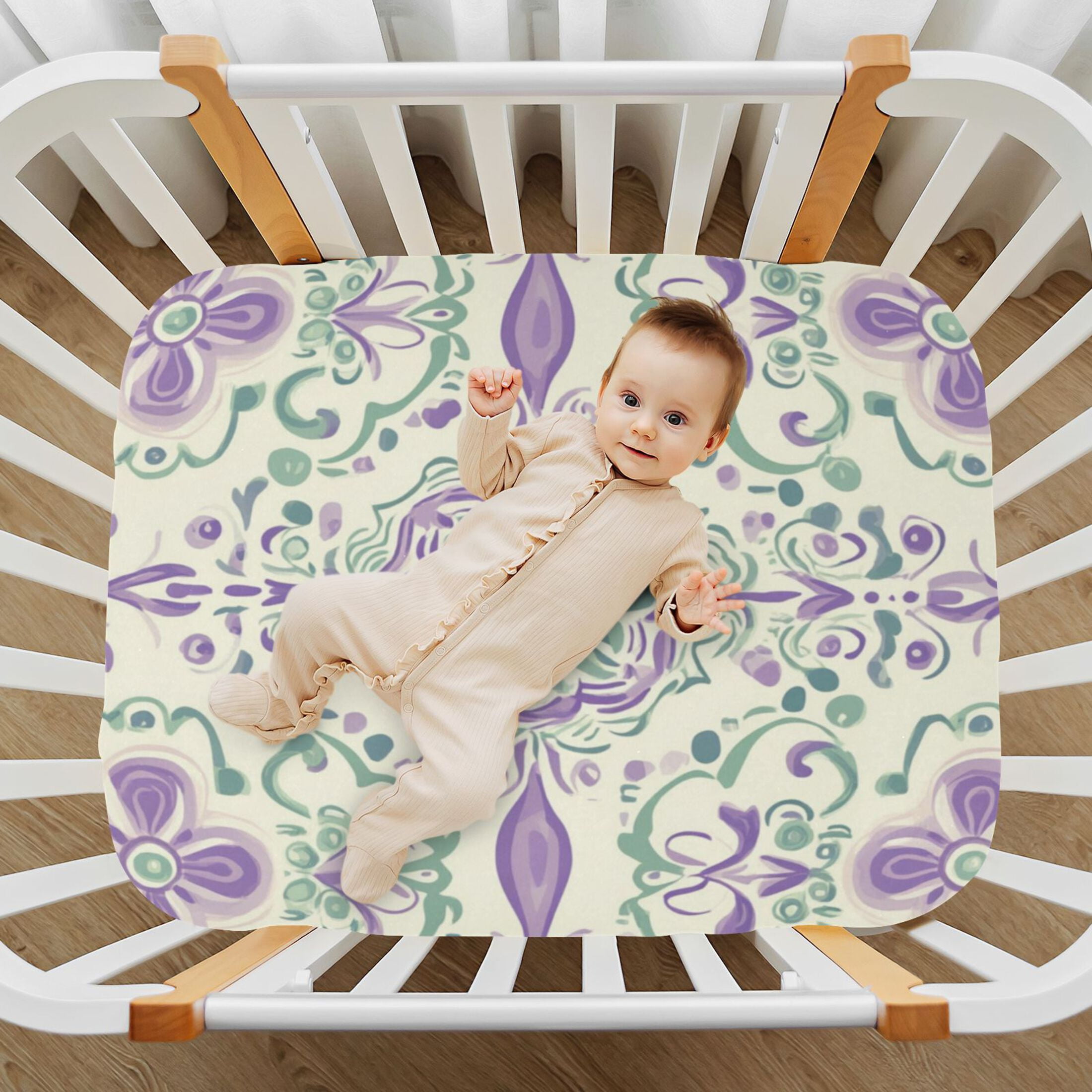 WOBOGO Intricate Indian Patterns Baby Crib Sheets Super Soft Microfiber ...