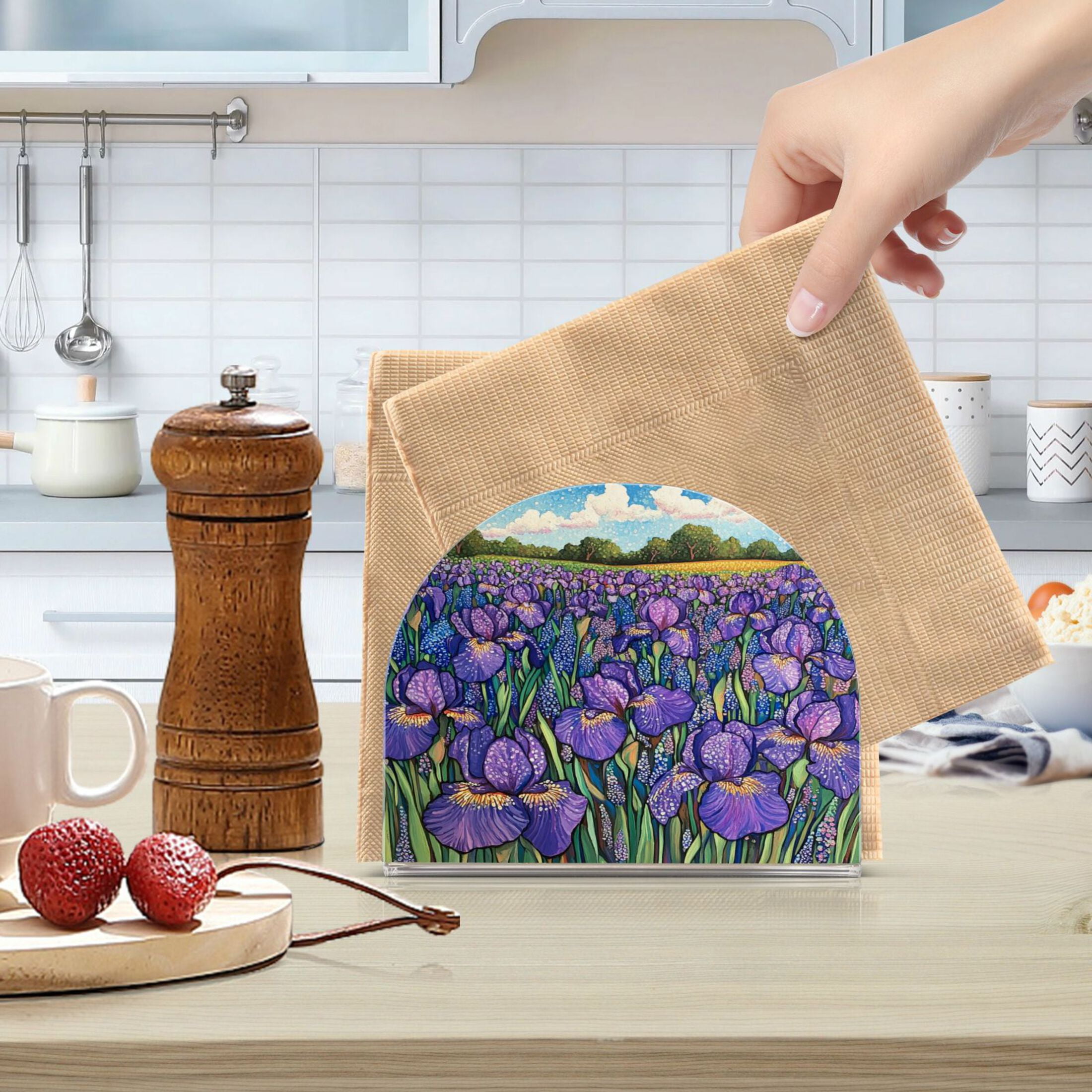 WOBOGO Iris Bush Clear Acrylic Napkin Holder Kitchen Tissue Face Towel ...