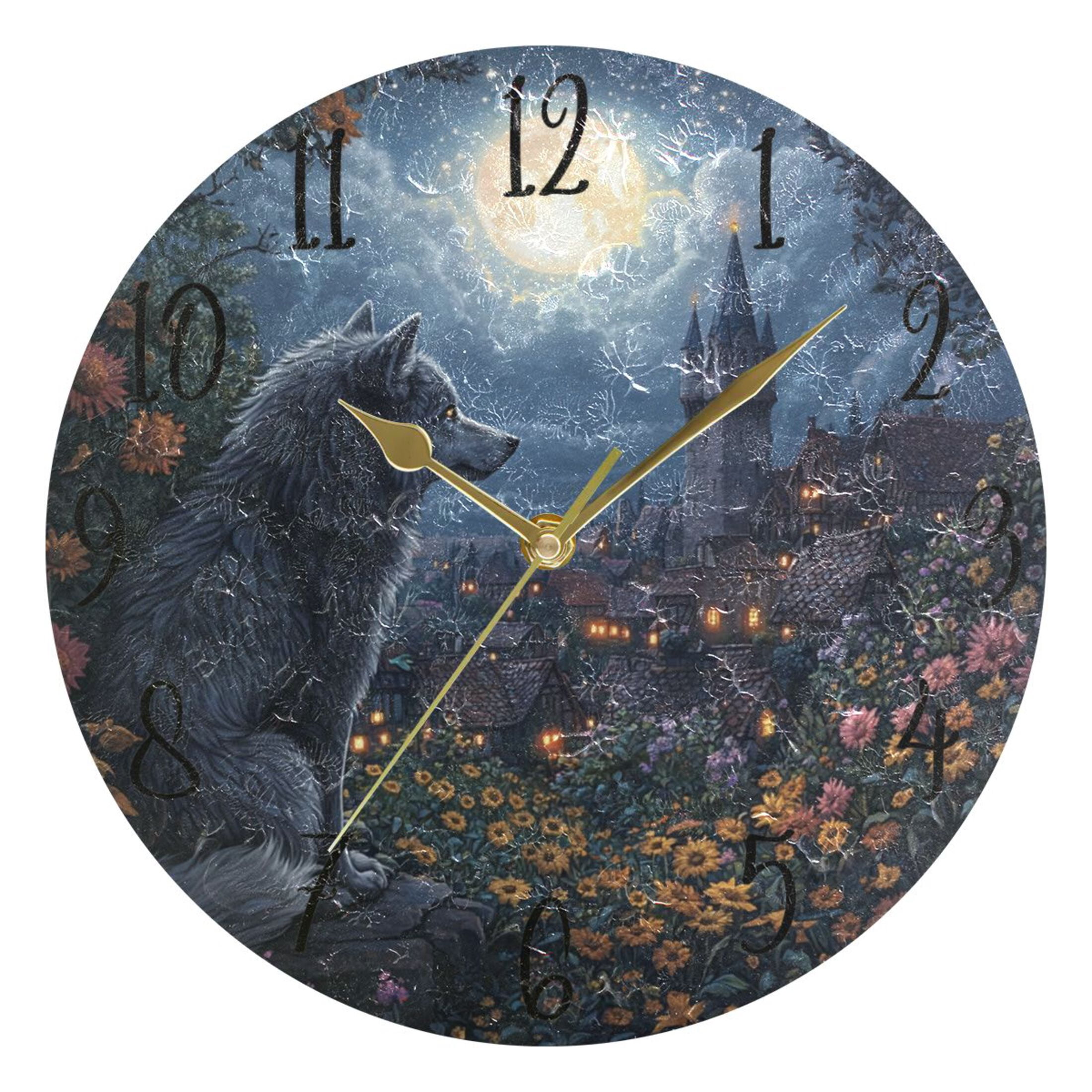 WOBOGO Journey Of The Wolf King Wall Clock 10in Silent Mechanism ...