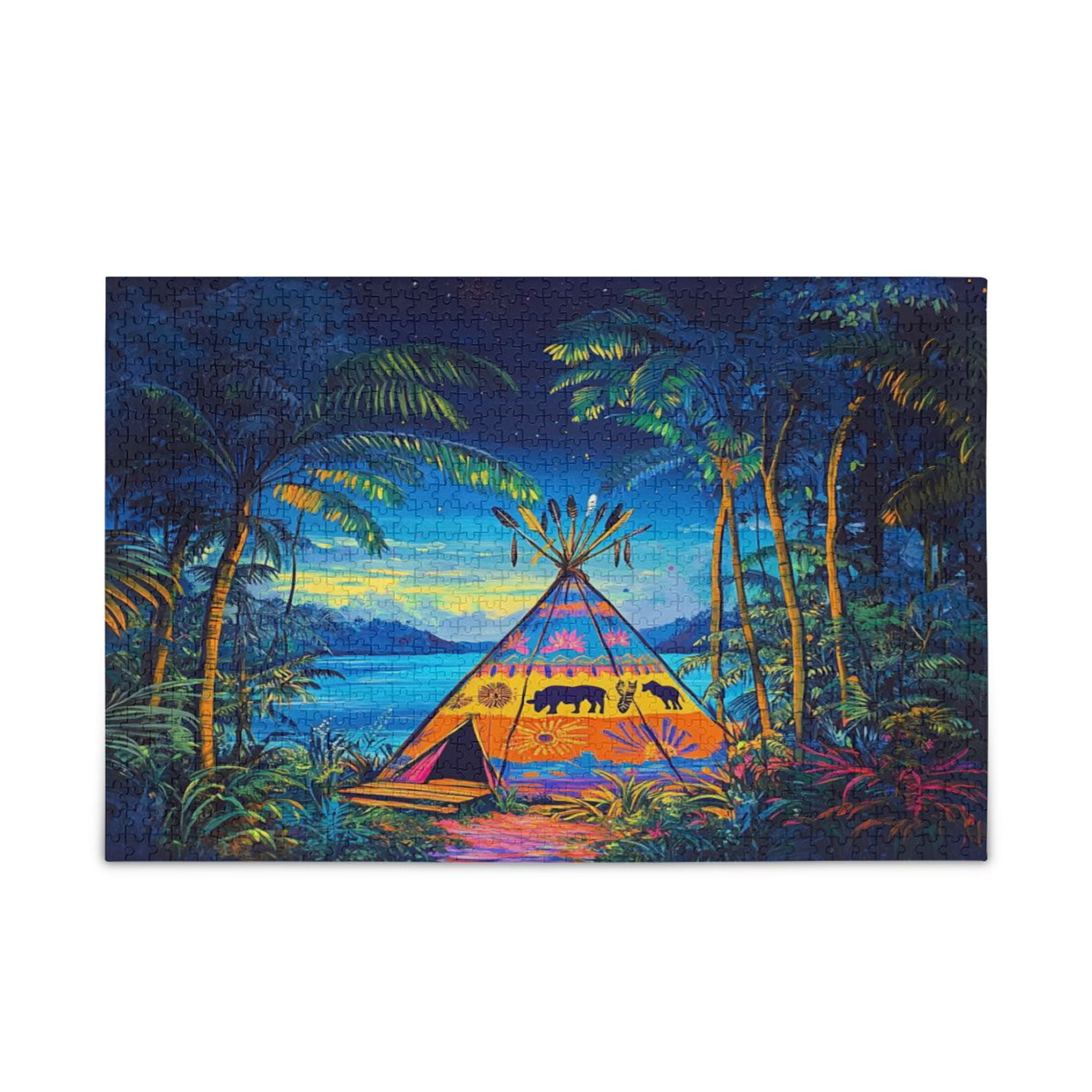 WOBOGO Jungle Tent Puzzle Challenge 1000 Piece Jigsaw Suitable for Game ...