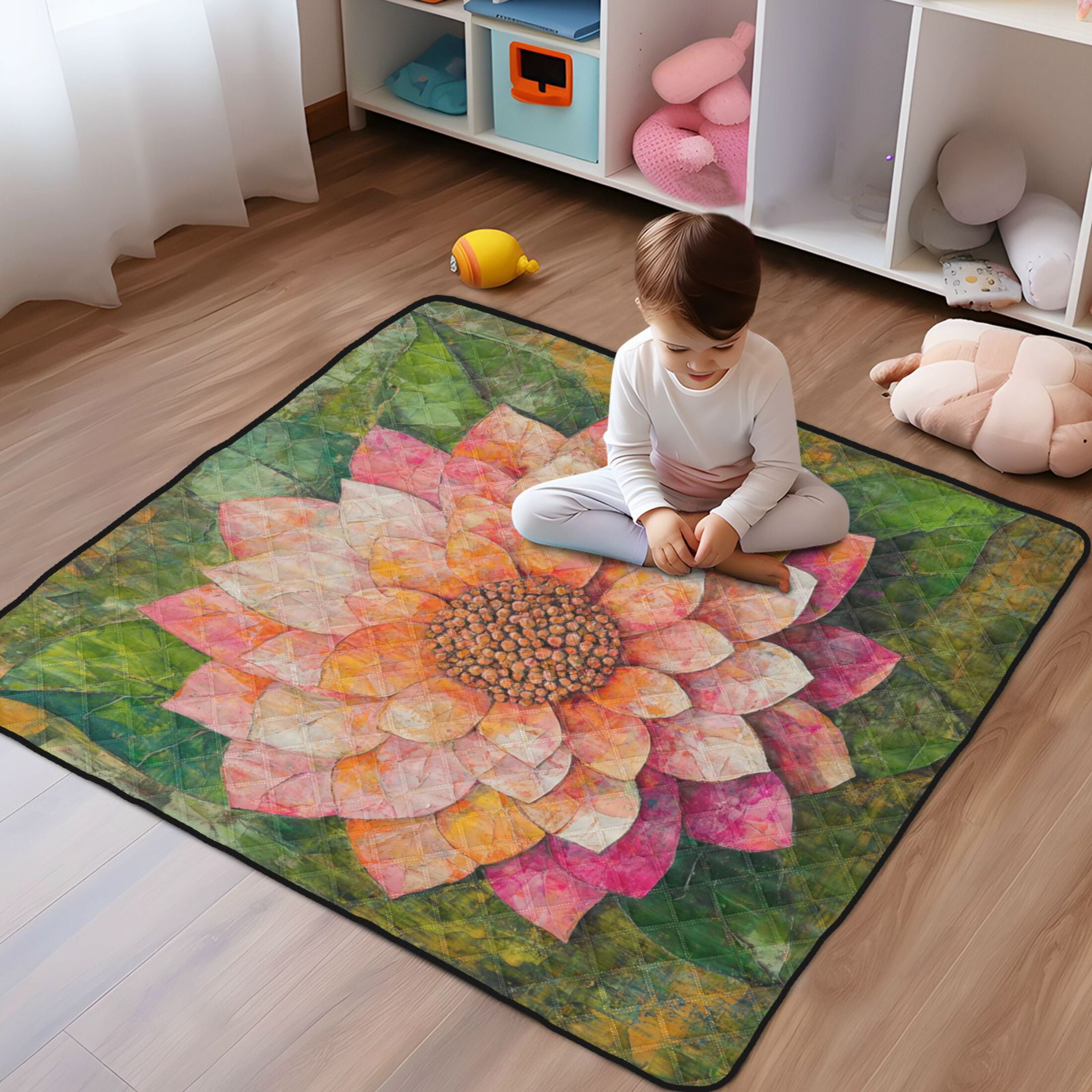 WOBOGO King Flower Baby Playmats Extra Large Waterproof Rollable ...