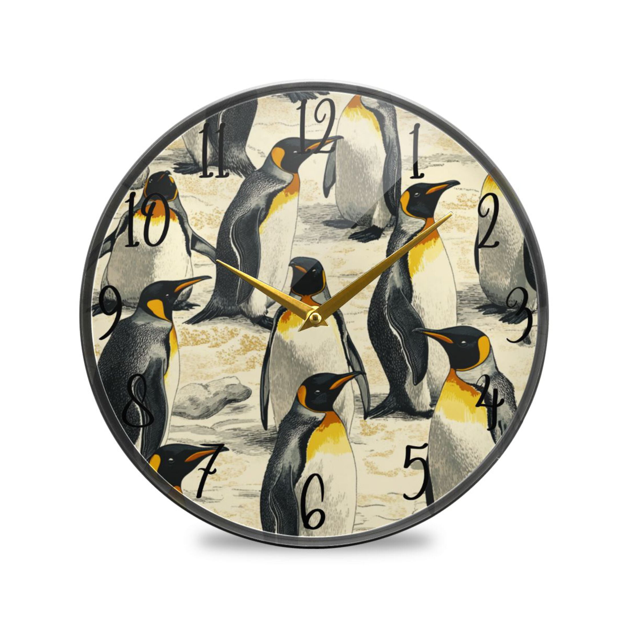 WOBOGO King Penguin Acrylic Wall Clock Battery Operated 11.9in Silent ...