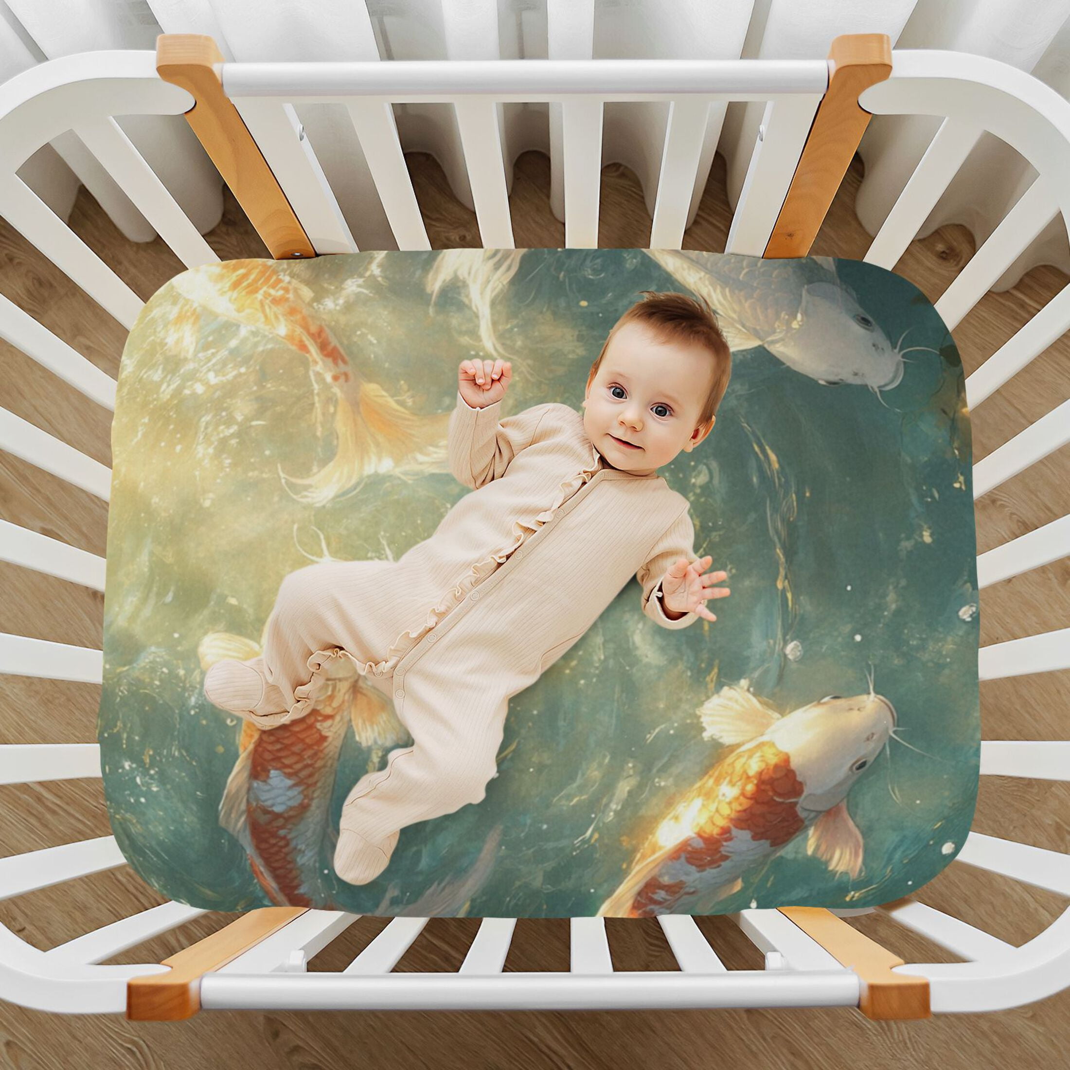 WOBOGO Koi Fish Baby Crib Sheets Super Soft Microfiber Playard Sheet ...