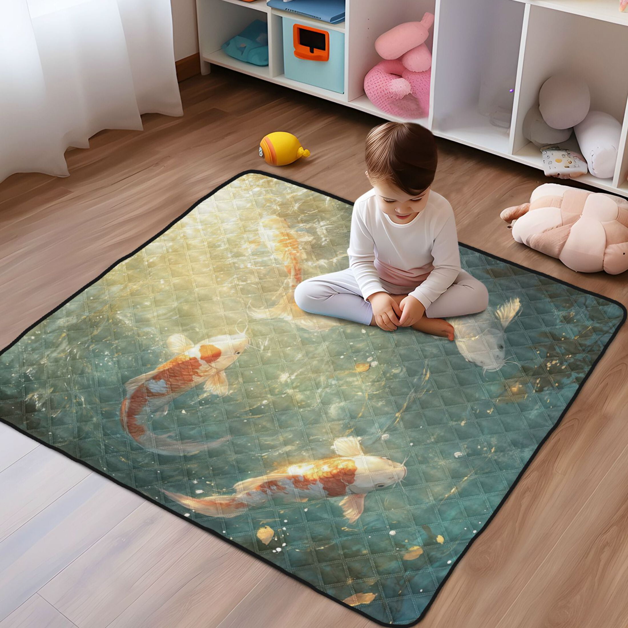 WOBOGO Koi Fish Baby Playmats Extra Large Waterproof Rollable Activity ...