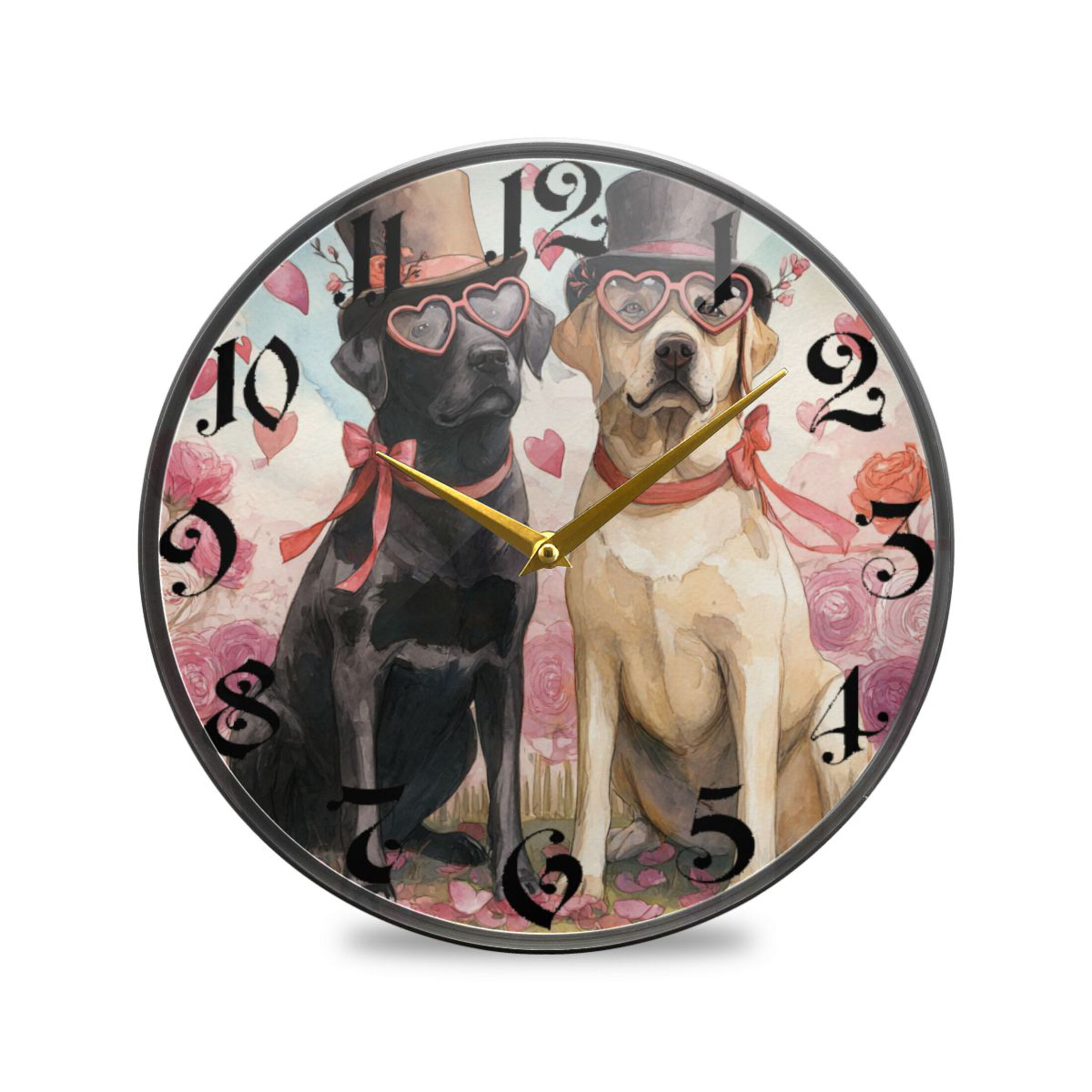 WOBOGO Labrador Dogs Acrylic Wall Clock Battery Operated 11.9in Silent ...