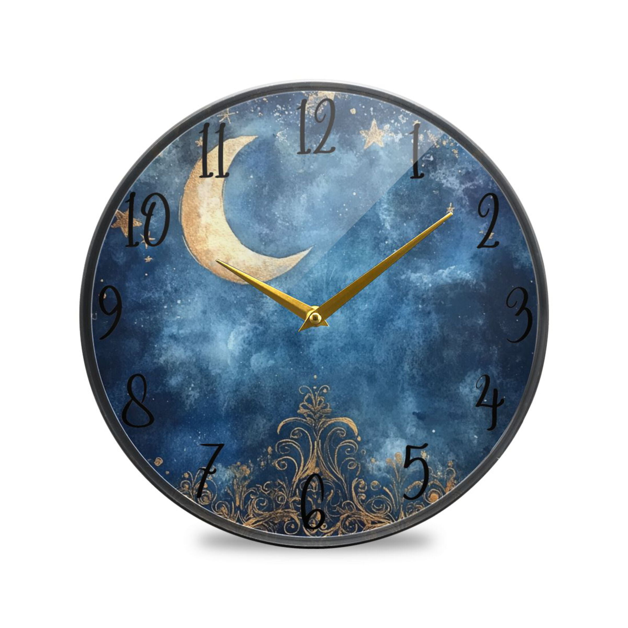 WOBOGO Lacy Night Sky Acrylic Wall Clock Battery Operated 11.9in Silent ...
