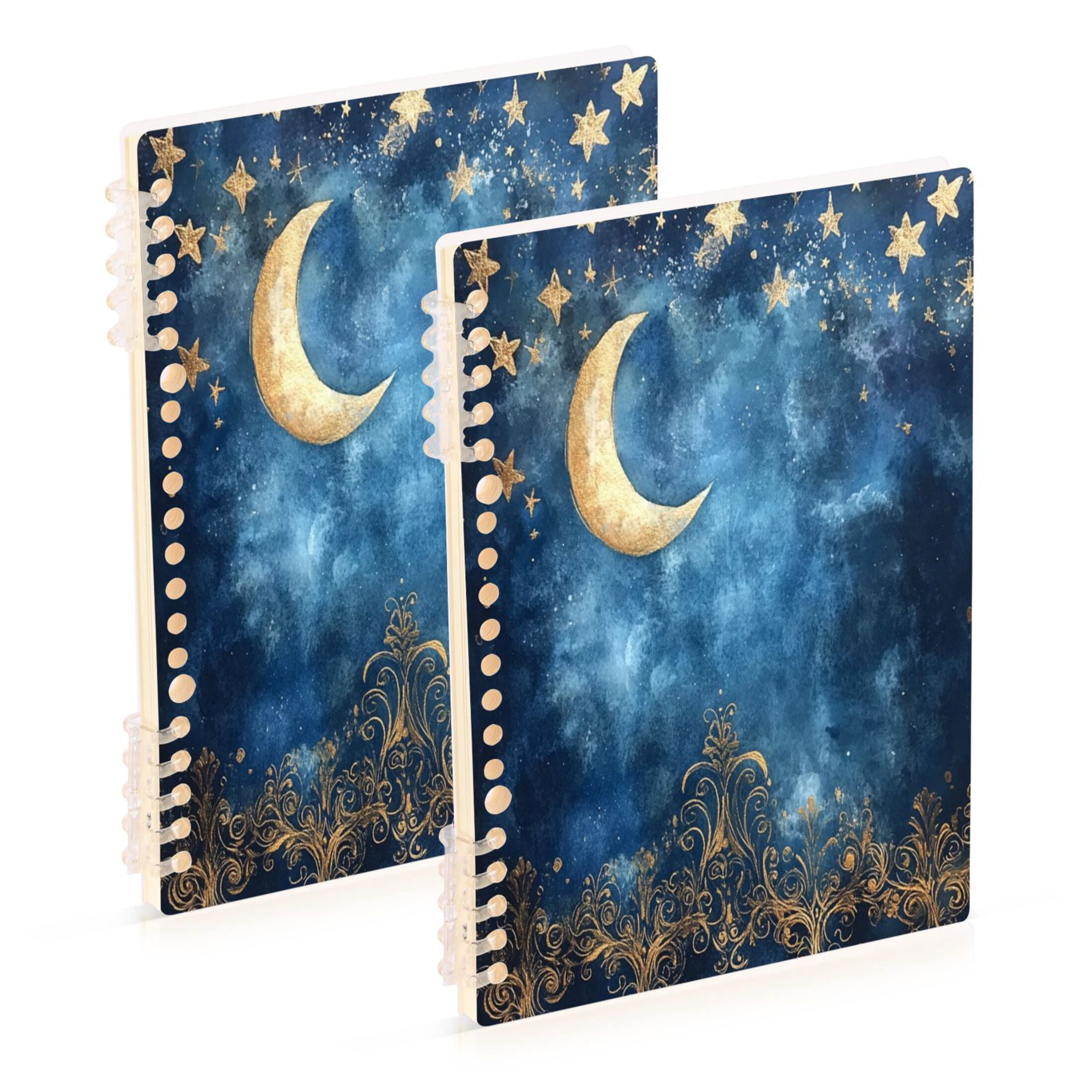 WOBOGO Lacy Night Sky Notebook College Horizontal Grid Paper Ink Spill ...