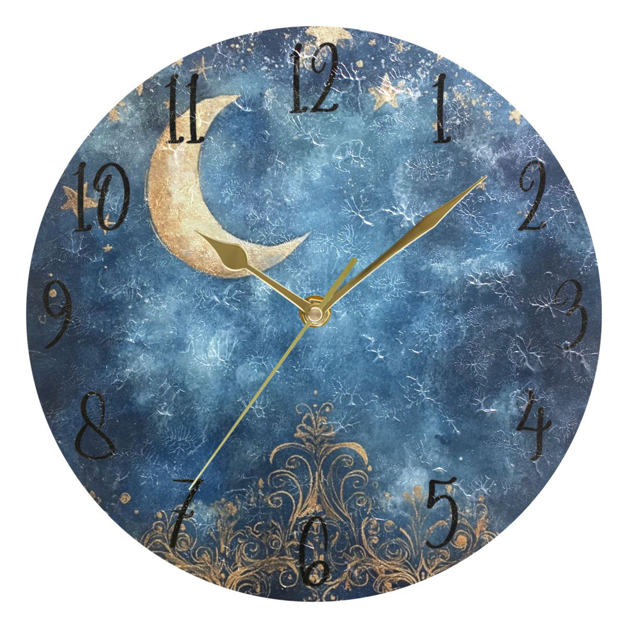 WOBOGO Lacy Night Sky Wall Clock 10in Silent Mechanism Battery Operated ...