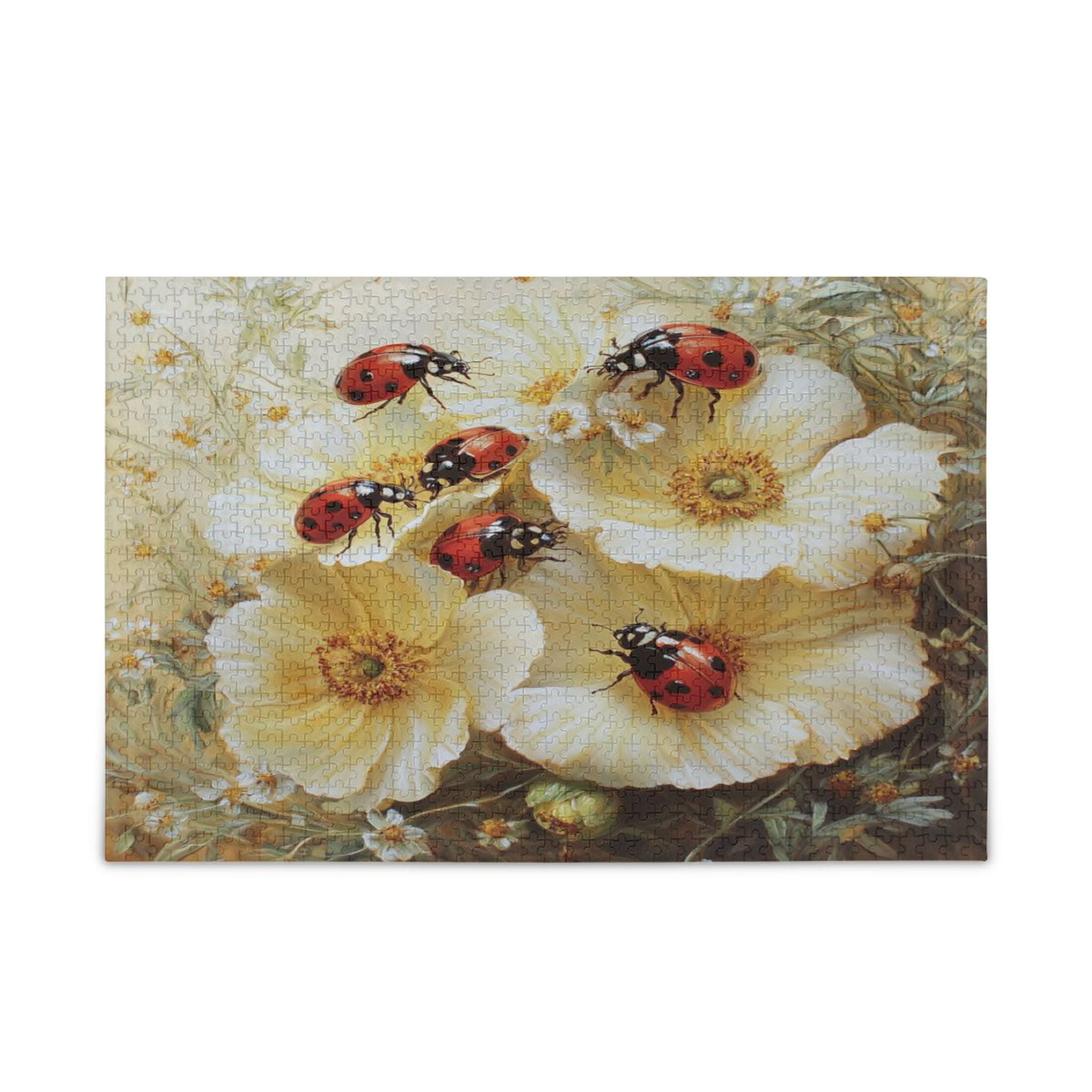 WOBOGO Ladybugs Picking Flowers Puzzle Challenge 1000 Piece Jigsaw ...