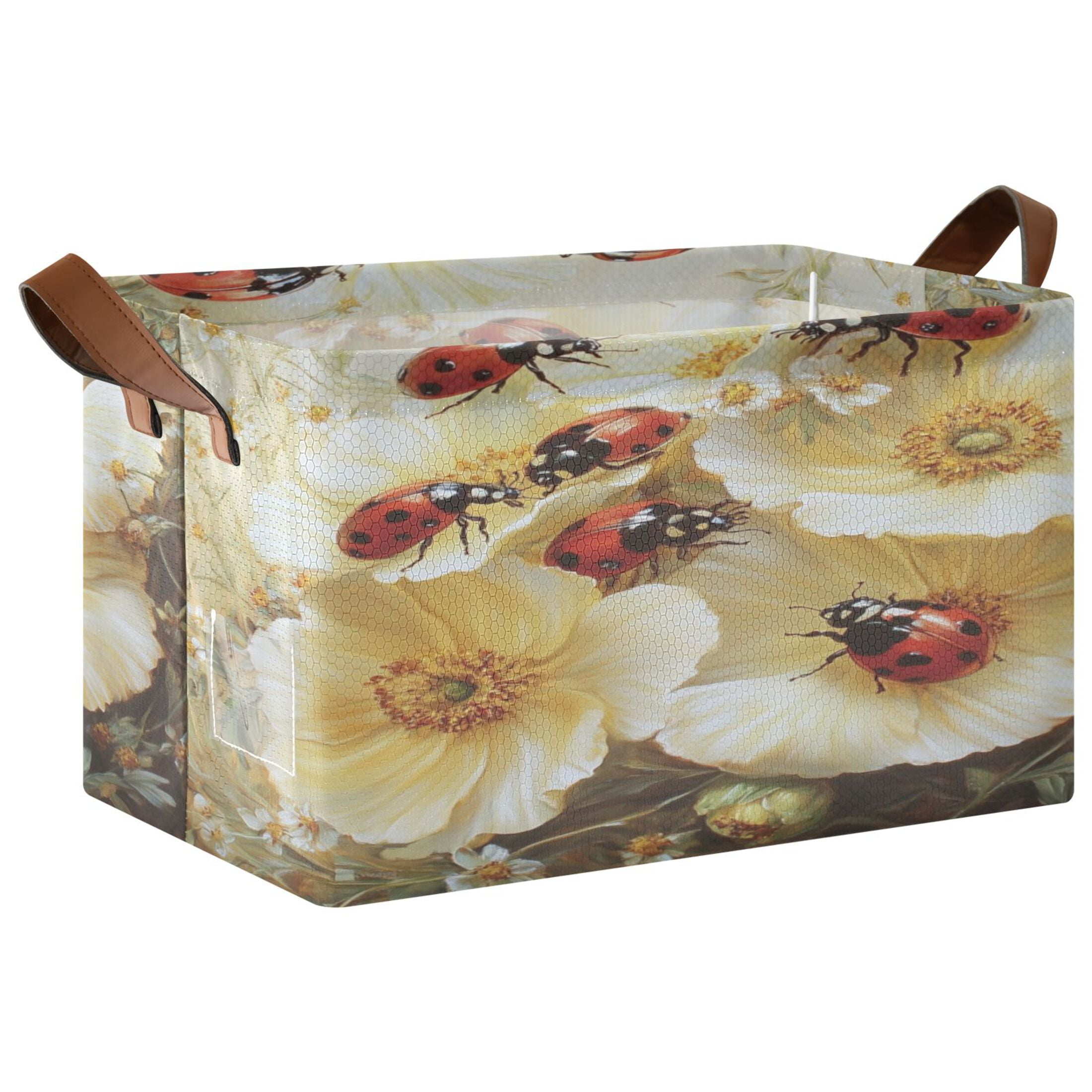 WOBOGO Ladybugs Picking Flowers Storage Basket 16.9×11.4×10in ...