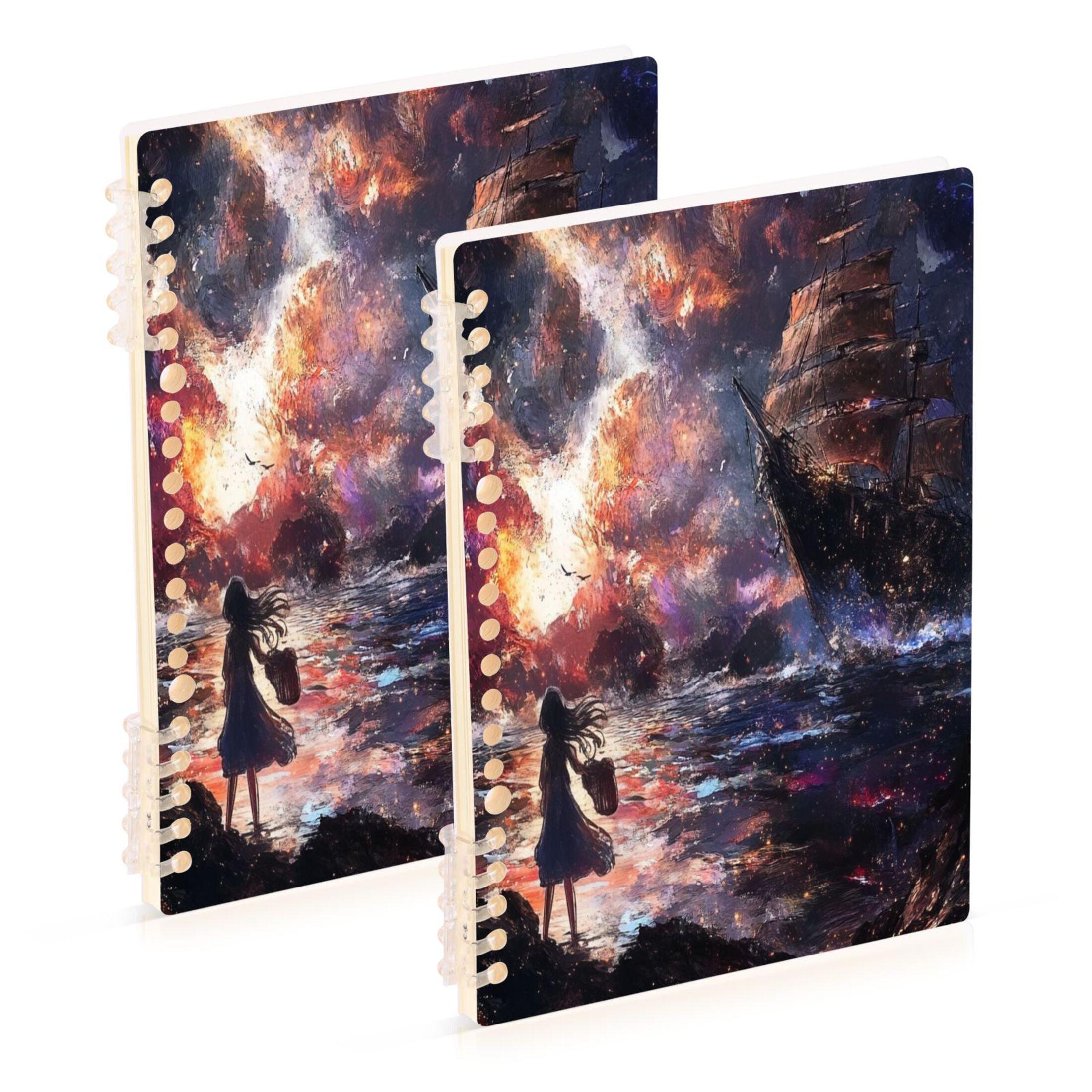 WOBOGO Lass Waiting for The Boat Notebook College Horizontal Grid Paper ...