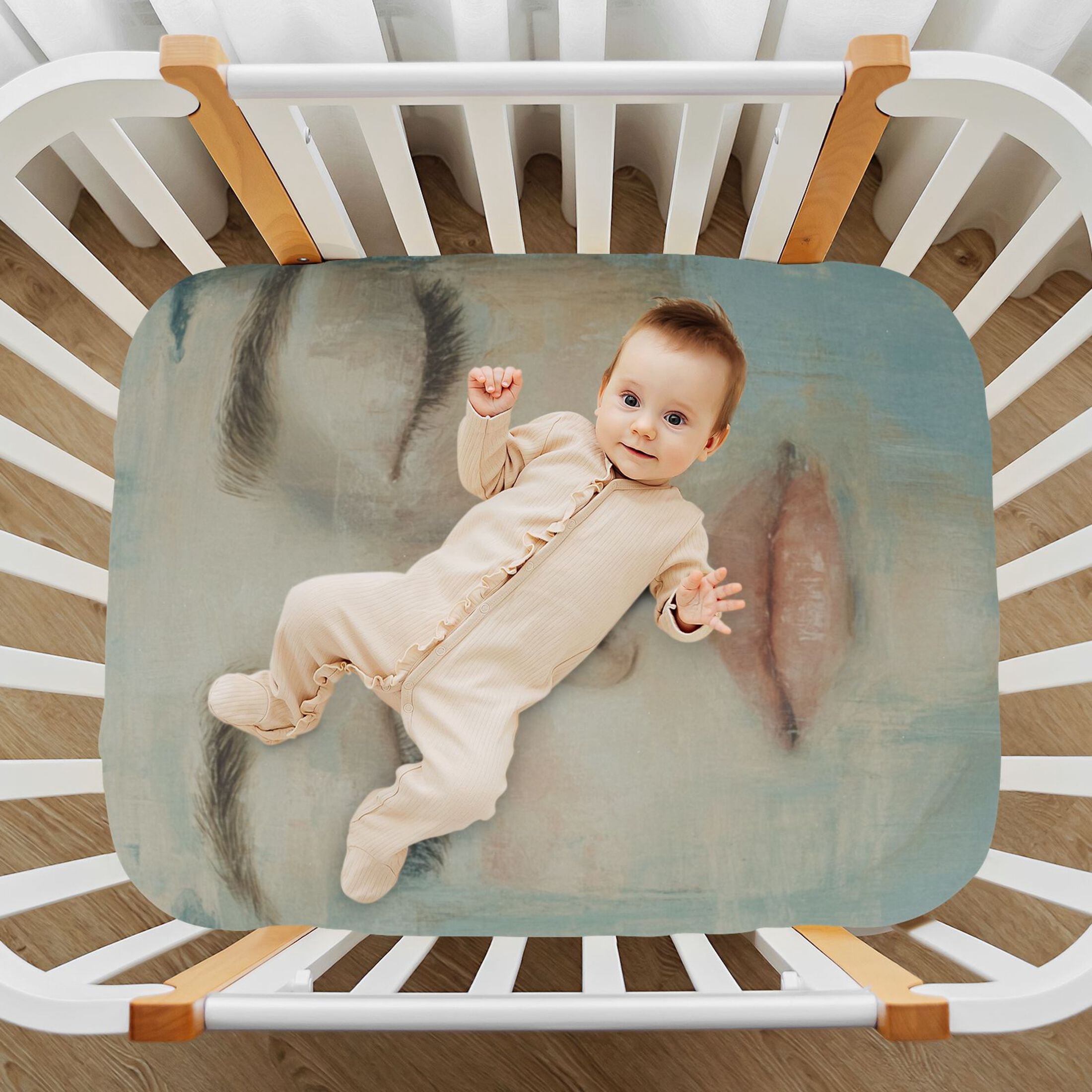 WOBOGO Lass's Face Baby Crib Sheets Super Soft Microfiber Playard Sheet ...