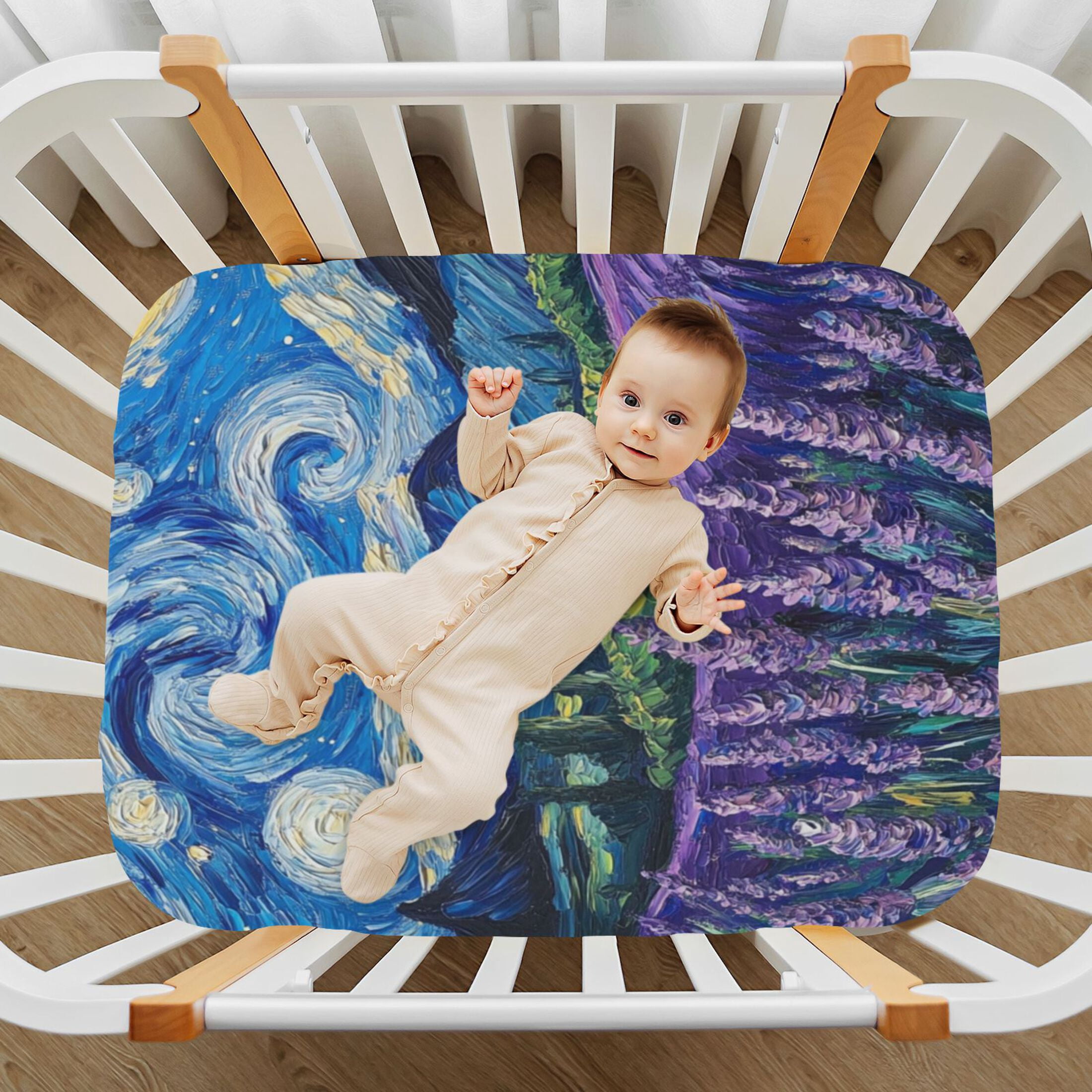 WOBOGO Lavender Starry Night Baby Crib Sheets Super Soft Microfiber ...