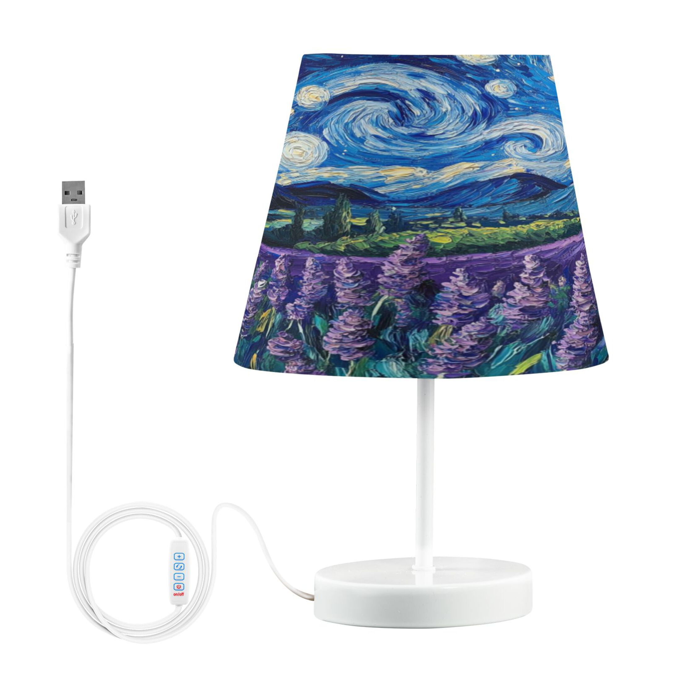 WOBOGO Lavender Starry Night Table Lamps Bedroom 3-Speed Dimmable Farm ...