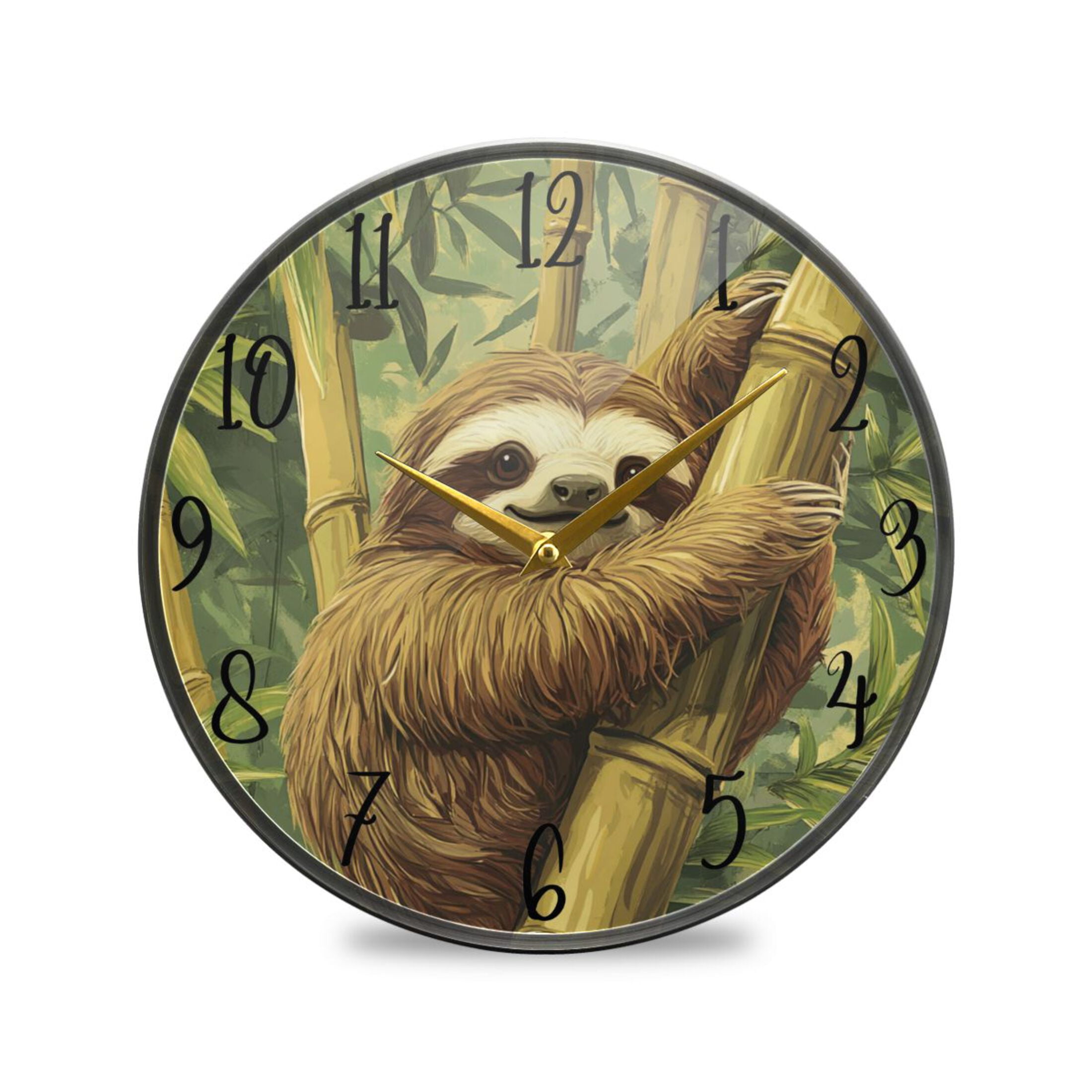 WOBOGO Lazy Sloth Acrylic Wall Clock Battery Operated 11.9in Silent No ...