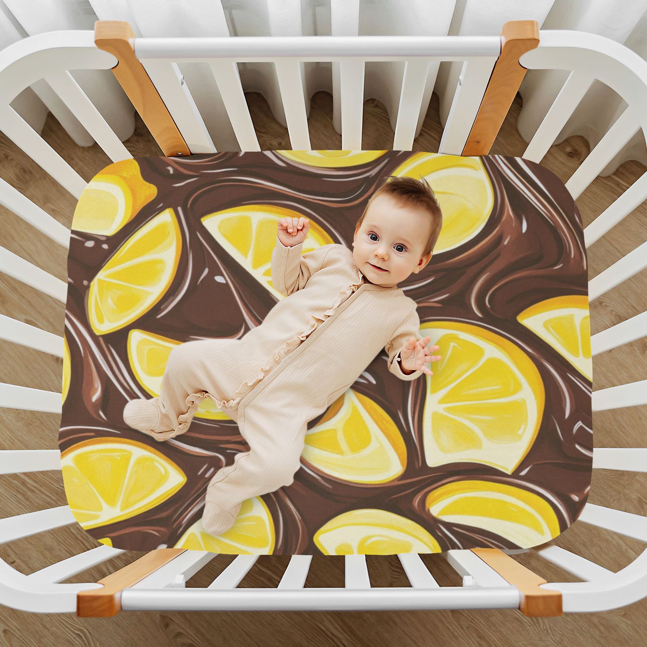 WOBOGO Lemon Chocolate Pattern Baby Crib Sheets Super Soft Microfiber ...