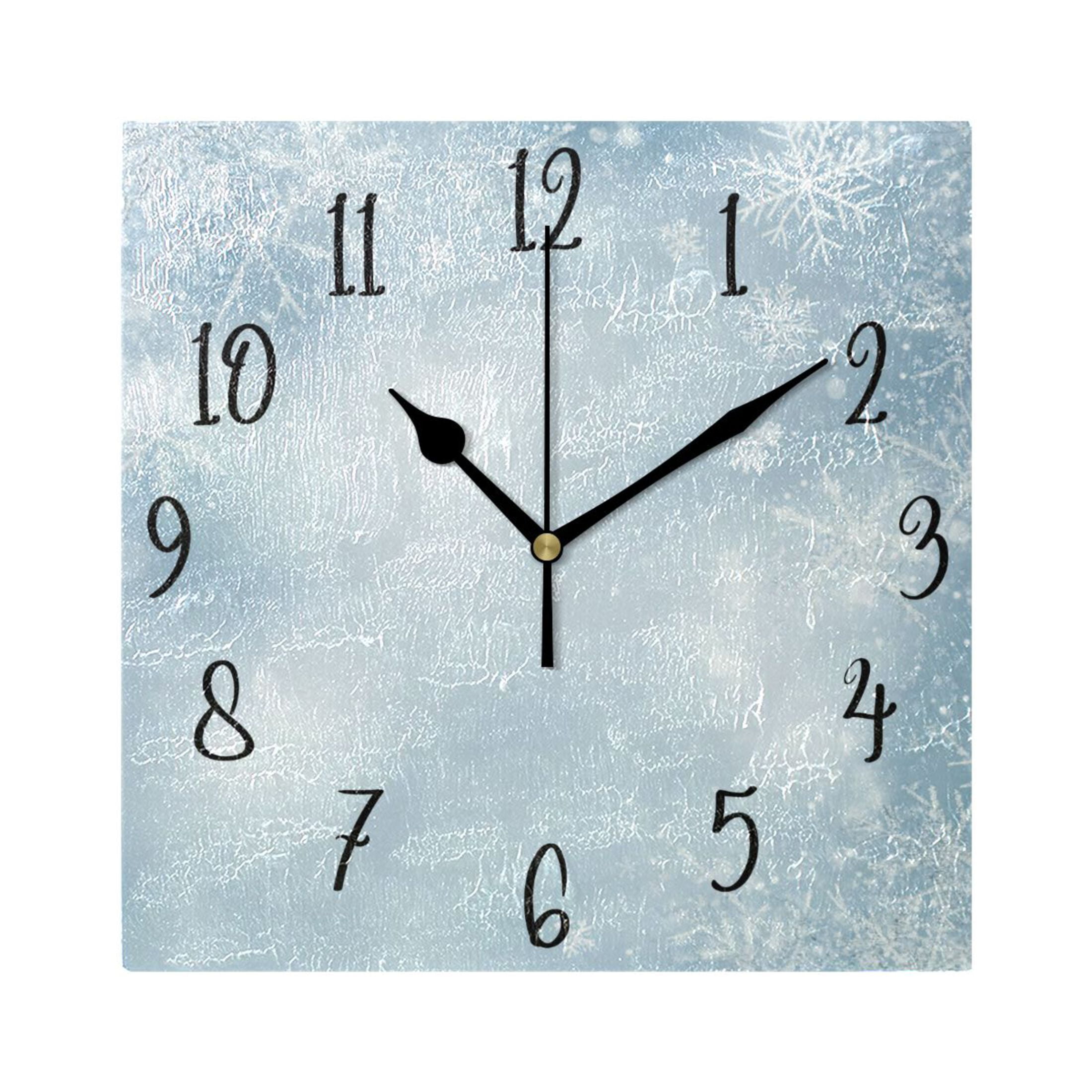 WOBOGO Light Blue Background with Snowflakes Wall Clock 7.78 Inch ...