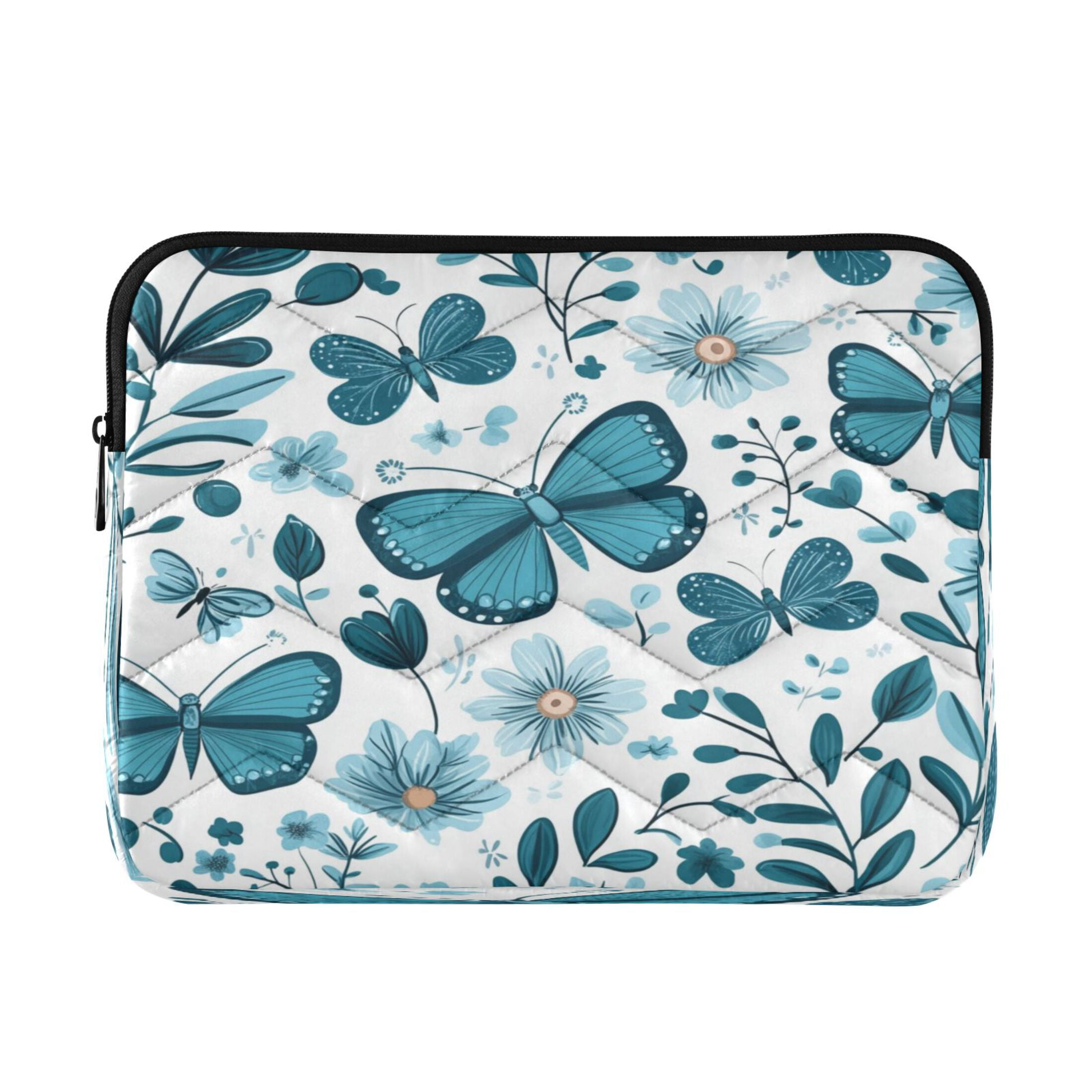 WOBOGO Light Blue Butterflies Flowers and Leaves Laptop Sleeve 13.4 ...
