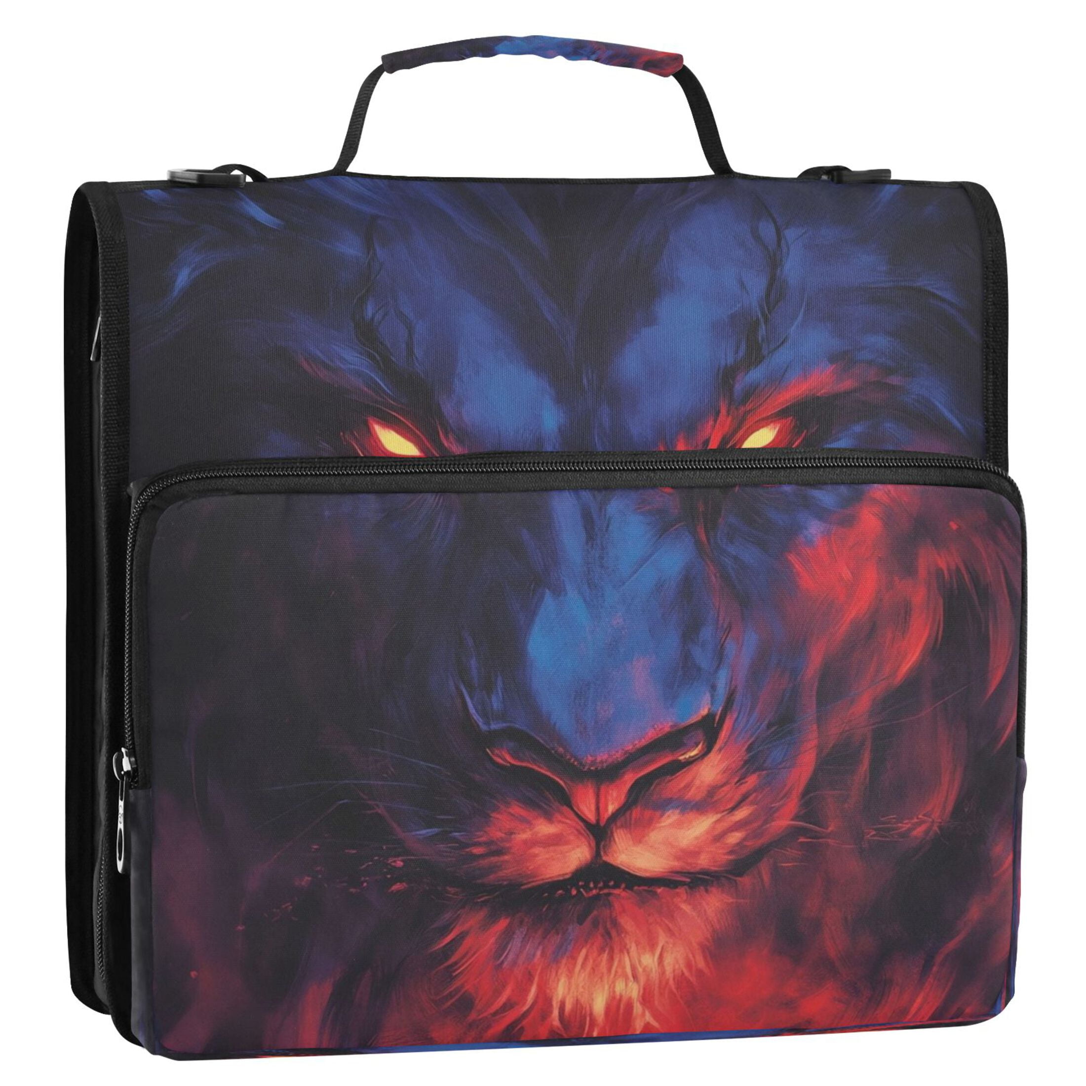 WOBOGO Lion Face with Glowing Eyes Ring Binder Bag 1.5in Folder ...
