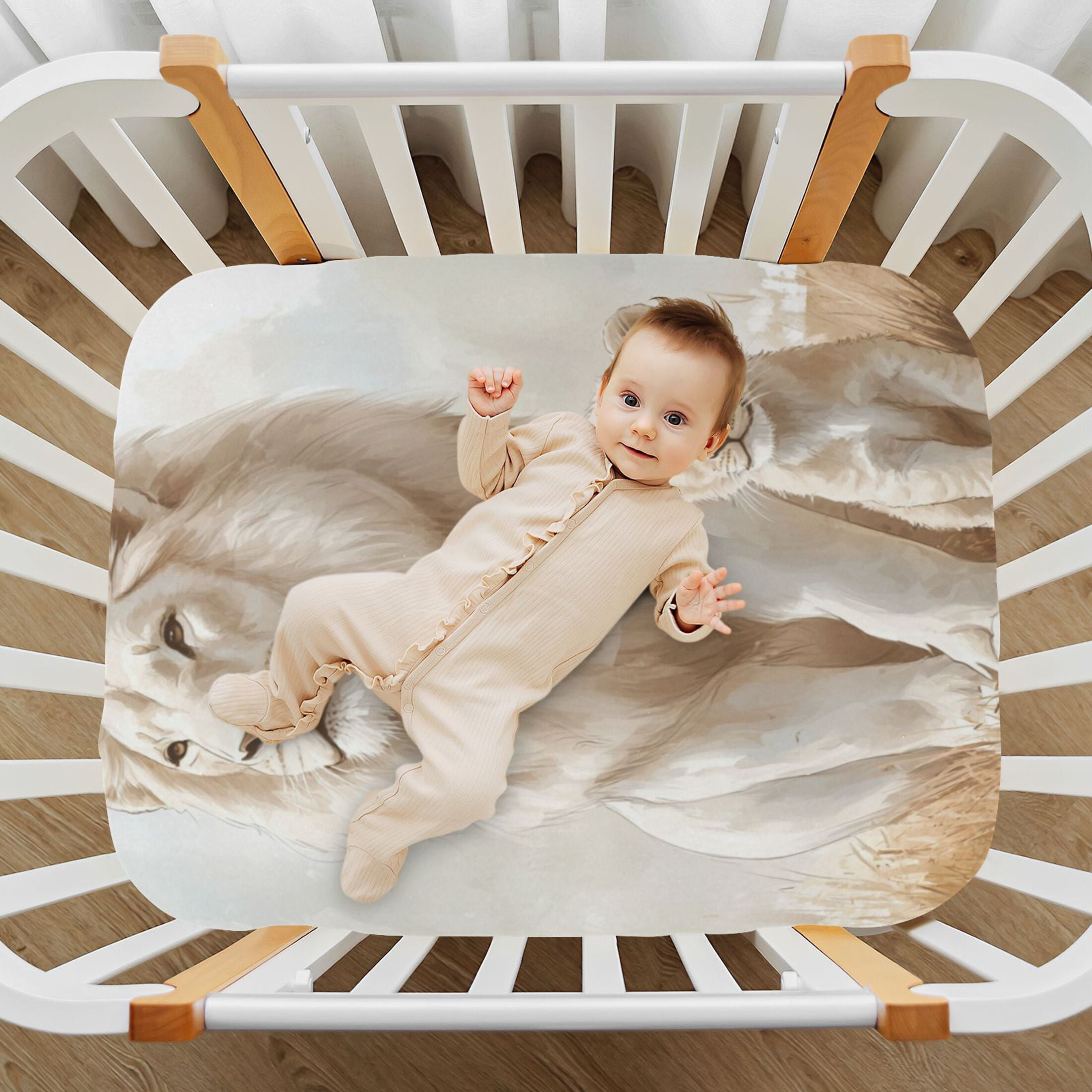WOBOGO Lion and Its Cub Baby Crib Sheets Super Soft Microfiber Playard ...
