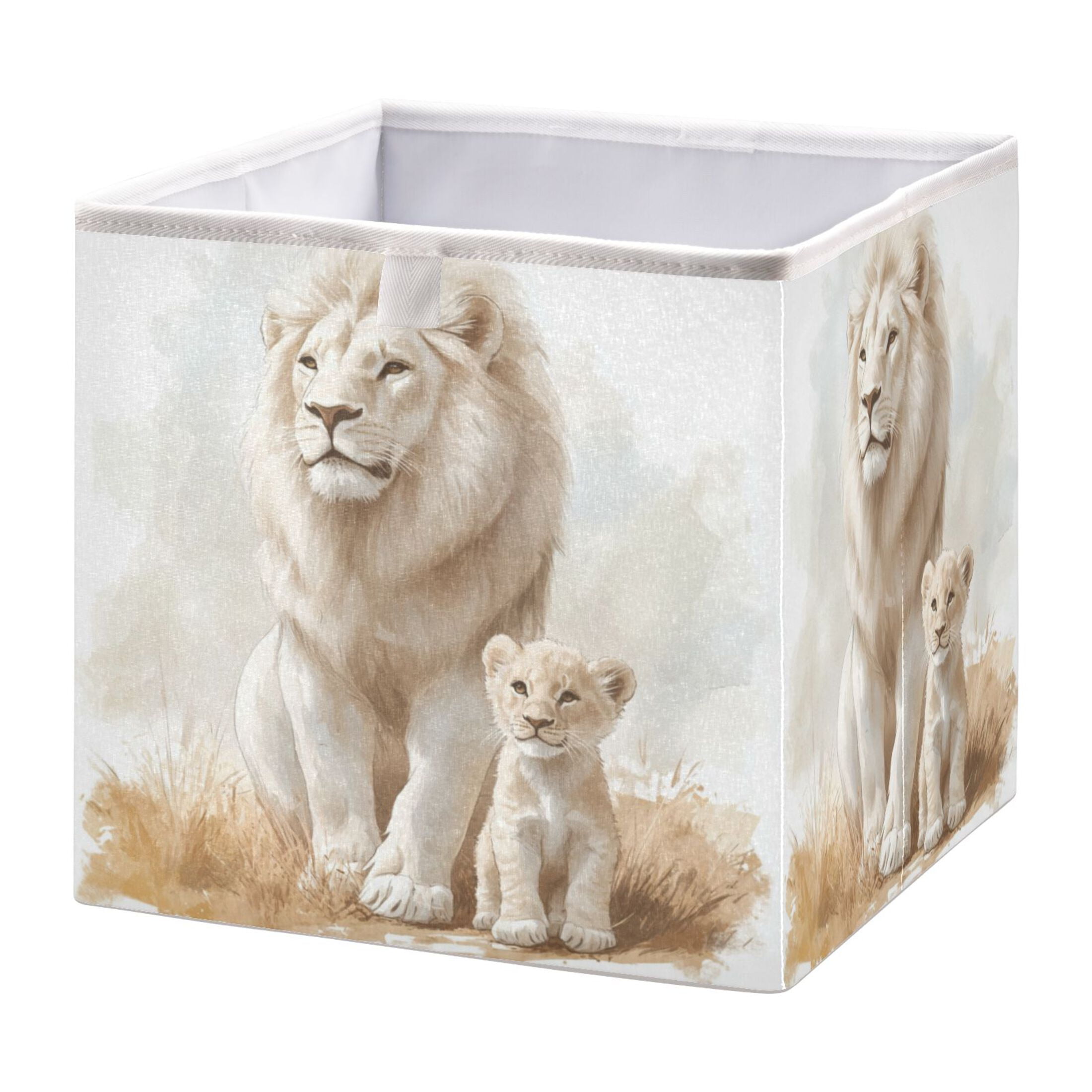 WOBOGO Lion and Its Cub Storage Basket Foldable Easy to Clean Durable ...