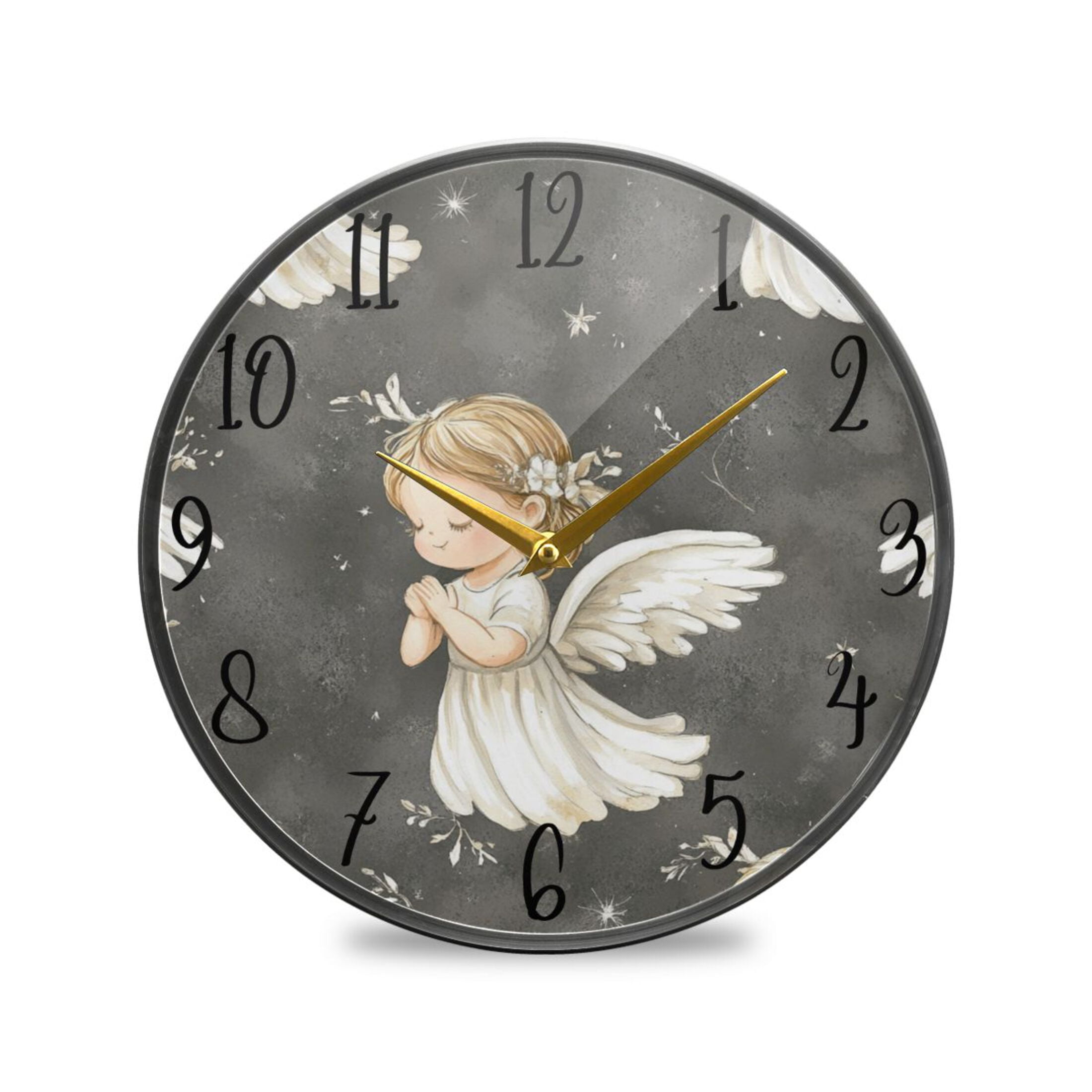 WOBOGO Little Angels with White Wings Pattern Acrylic Wall Clock ...