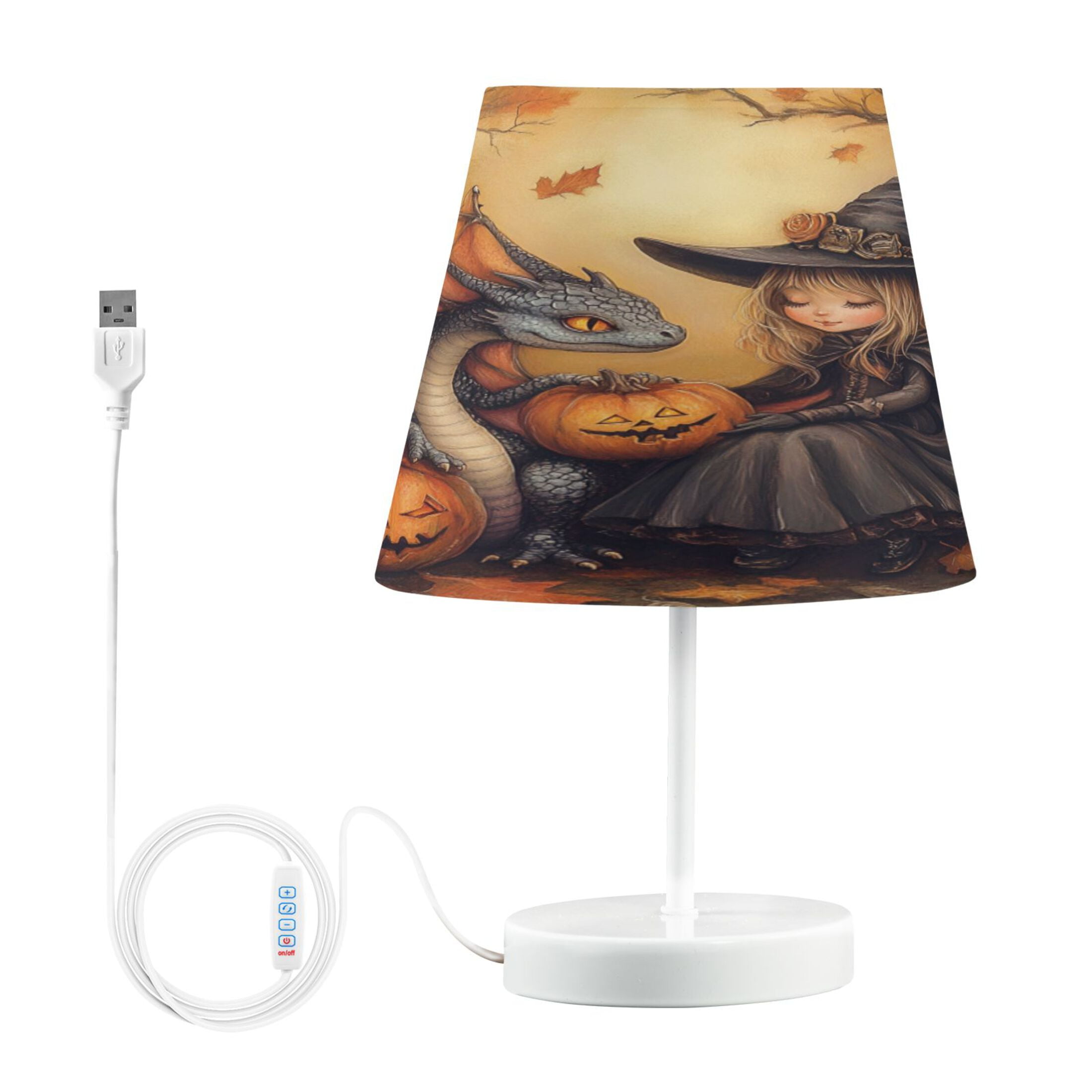 WOBOGO Little Witch and Her Dragon Table Lamps Bedroom 3-Speed Dimmable ...