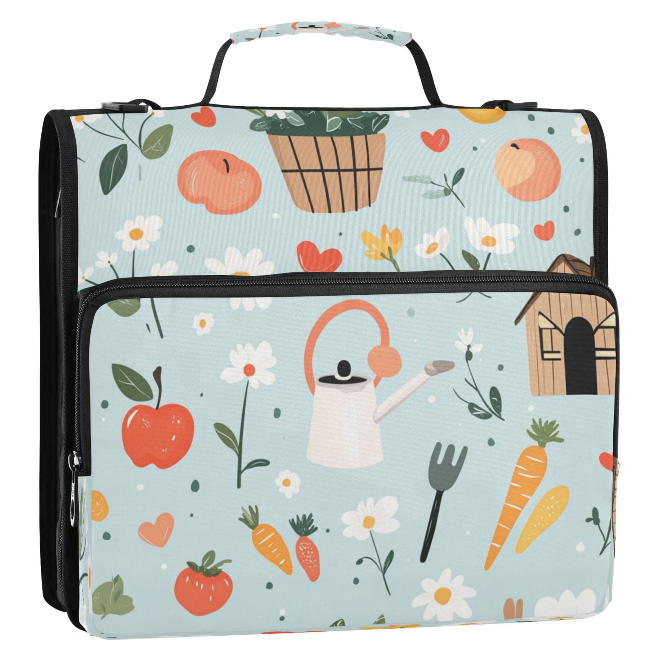 WOBOGO Log Cabin Apple Carrot Pattern Ring Binder Bag 1.5in Folder ...
