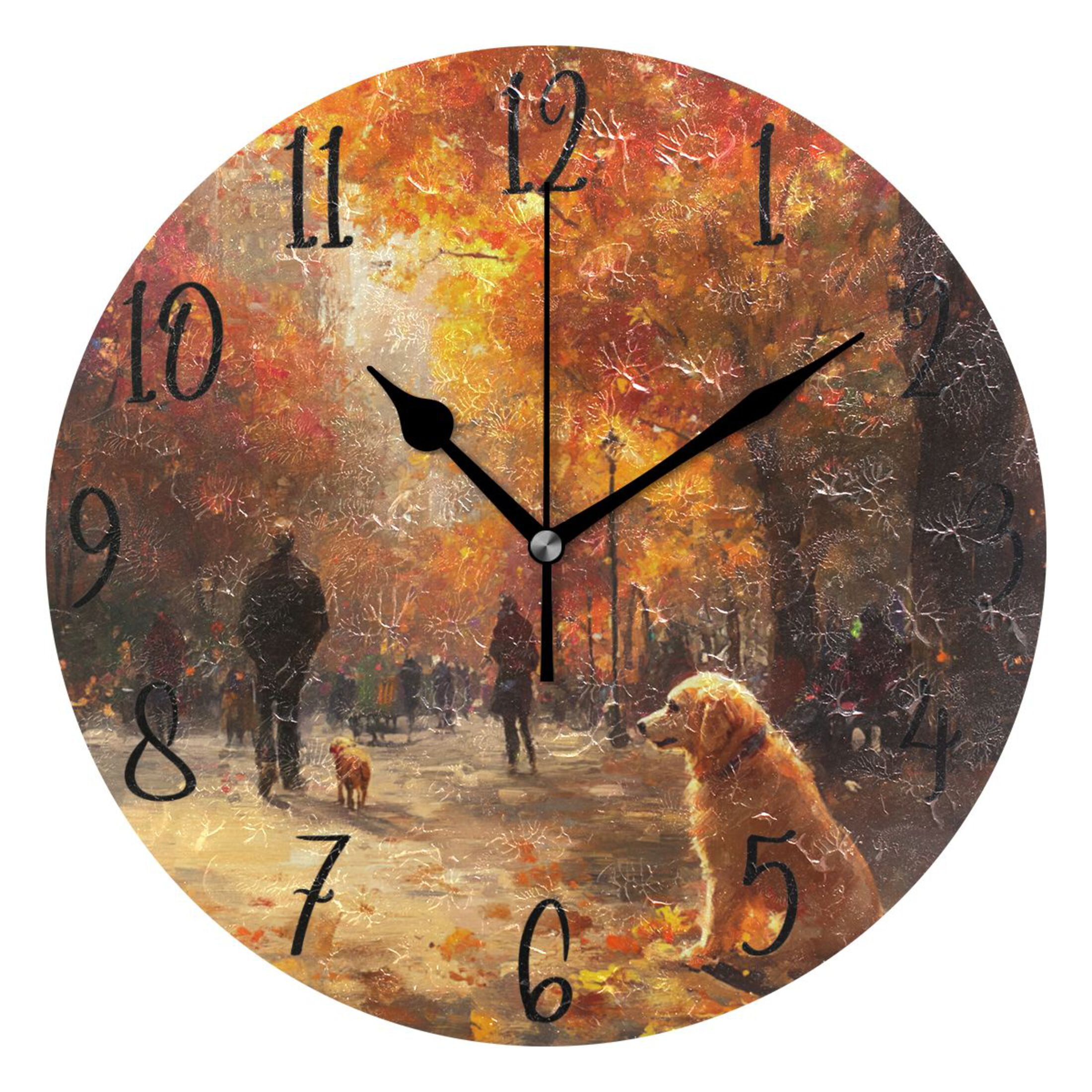WOBOGO Lonely Golden Retriever Wall Clock 10in Silent Mechanism Battery ...