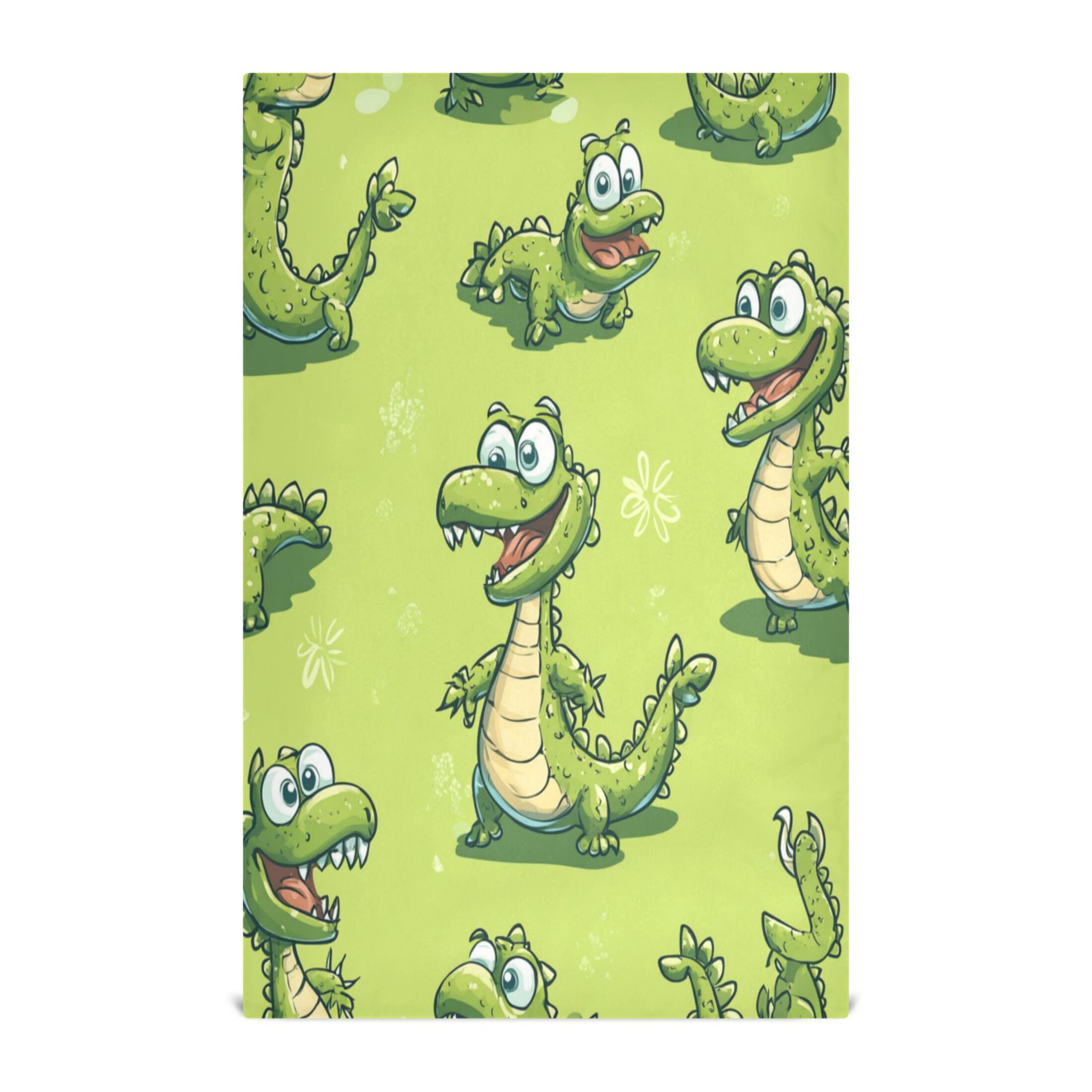 WOBOGO Lovely Cartoon Crocodile Kitchen Towel 6 Piece Large Cotton ...