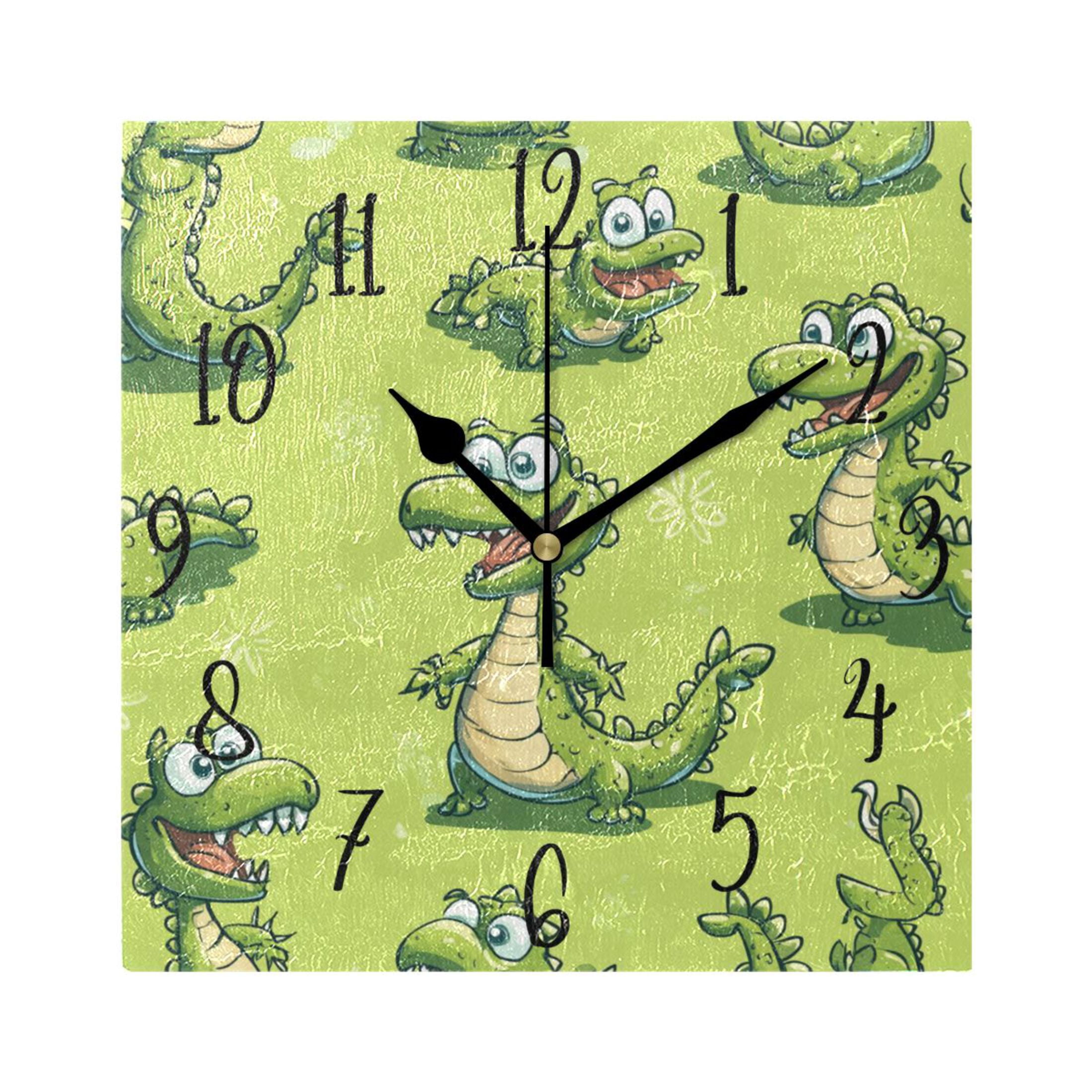 WOBOGO Lovely Cartoon Crocodile Wall Clock 7.78 Inch Battery Operated ...