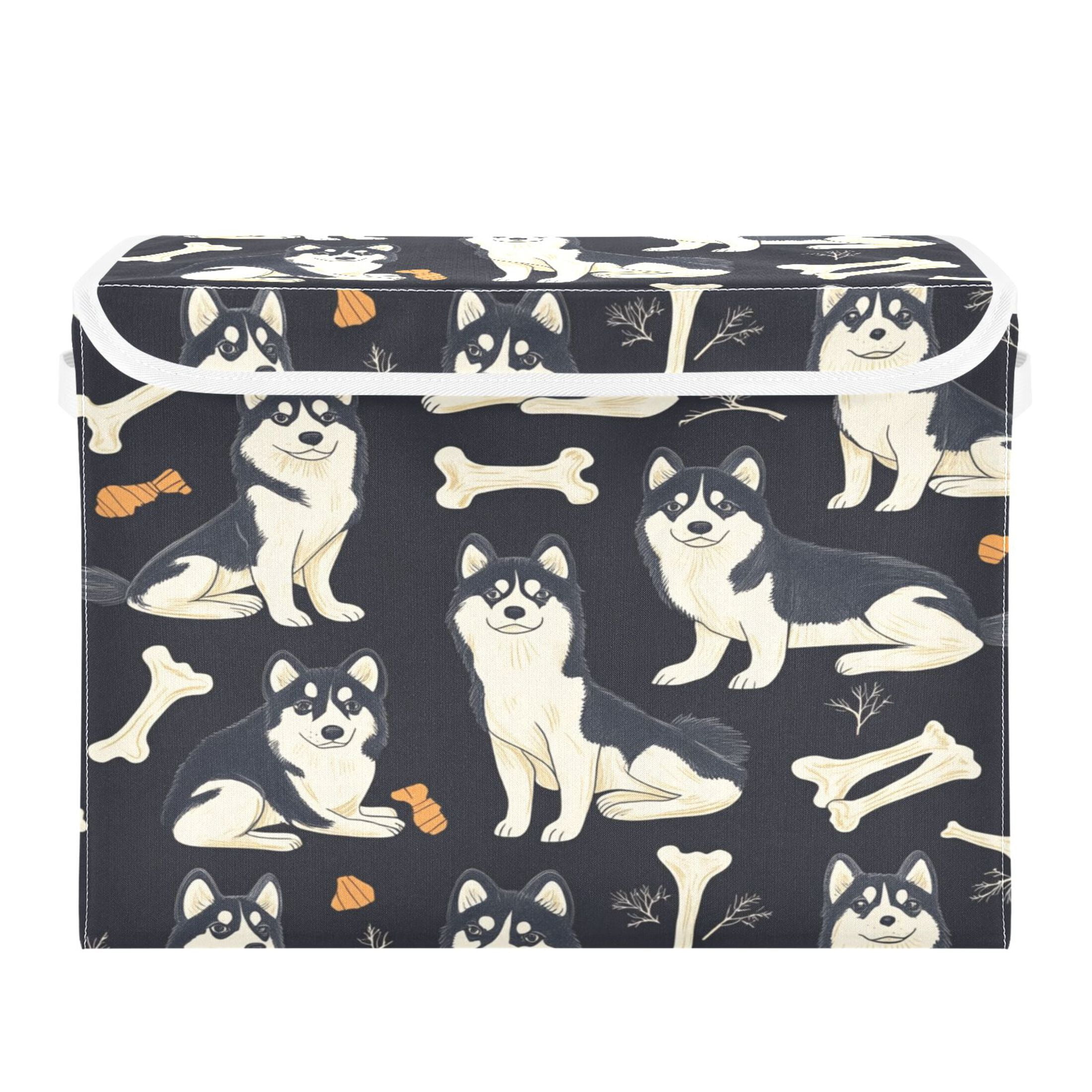 WOBOGO Lovely Husky Large Collapsible Storage Box Flip Lid Fabric ...