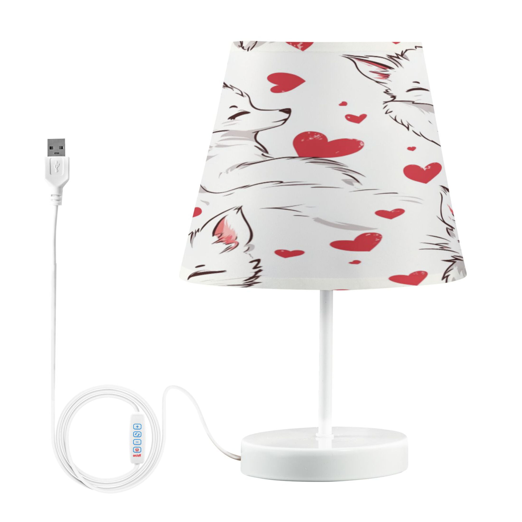 WOBOGO Lovely White Fox Table Lamps Bedroom 3-Speed Dimmable Farm Style ...
