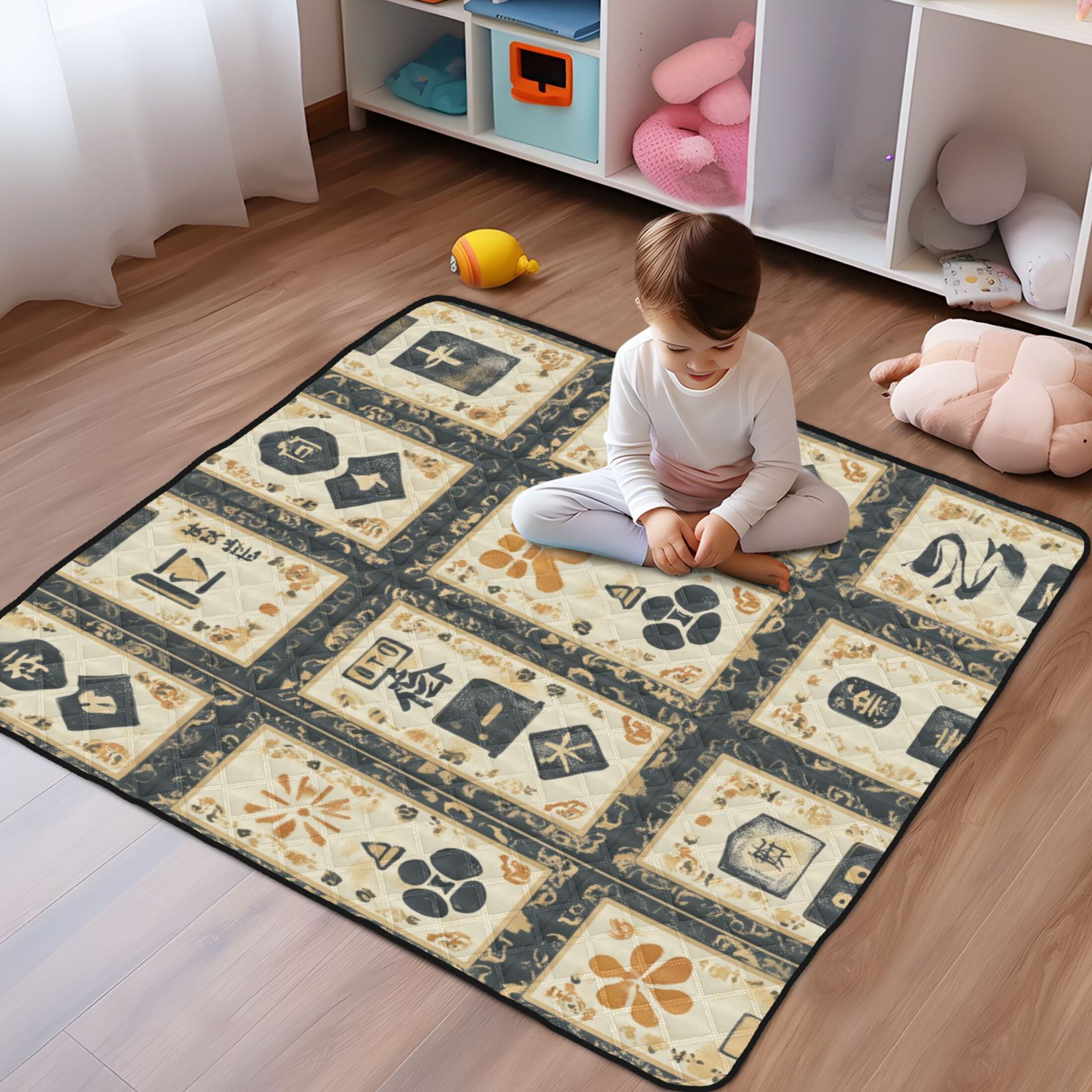 WOBOGO Mahjong Background Baby Playmats Extra Large Waterproof Rollable ...
