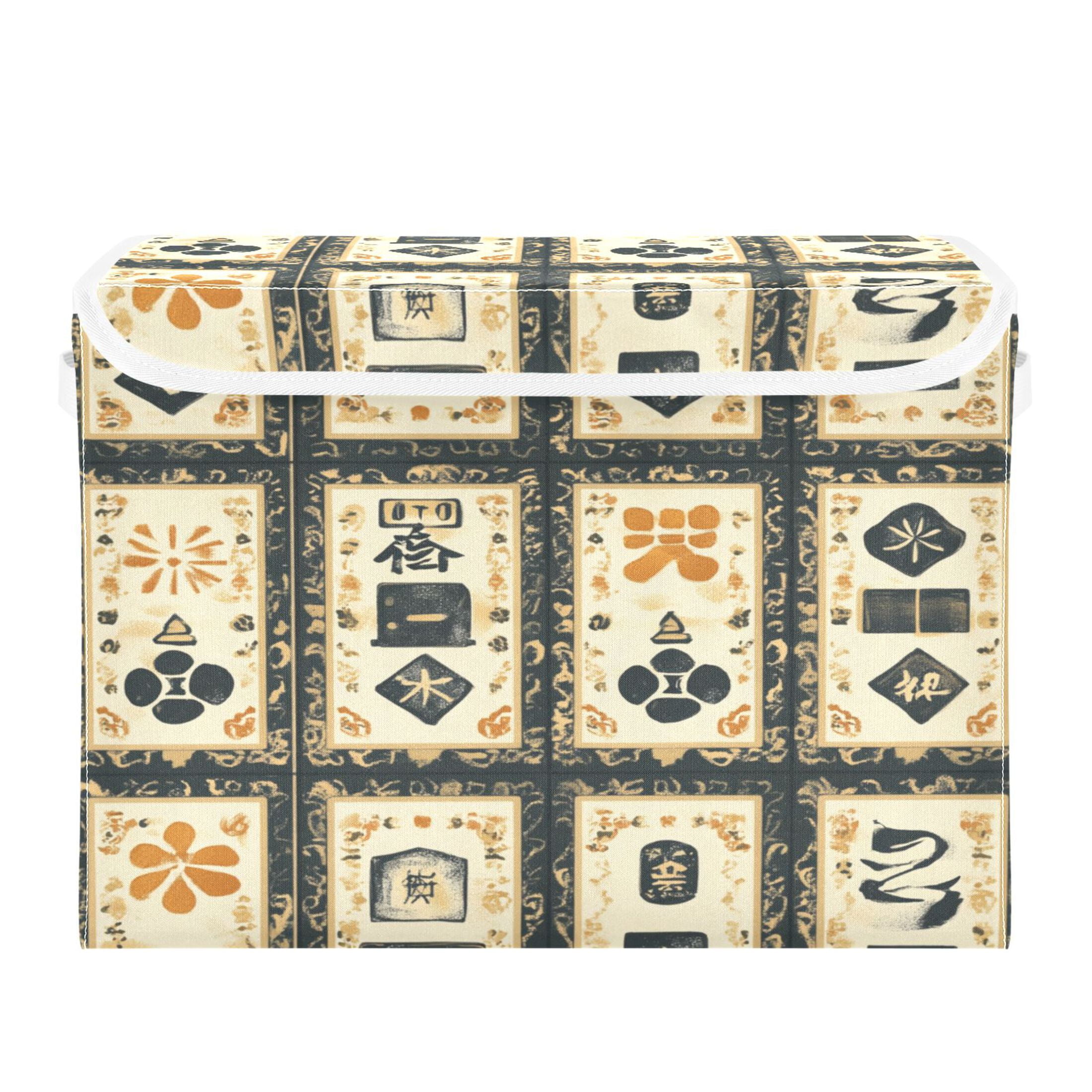 WOBOGO Mahjong Background Large Collapsible Storage Box Flip Lid Fabric ...