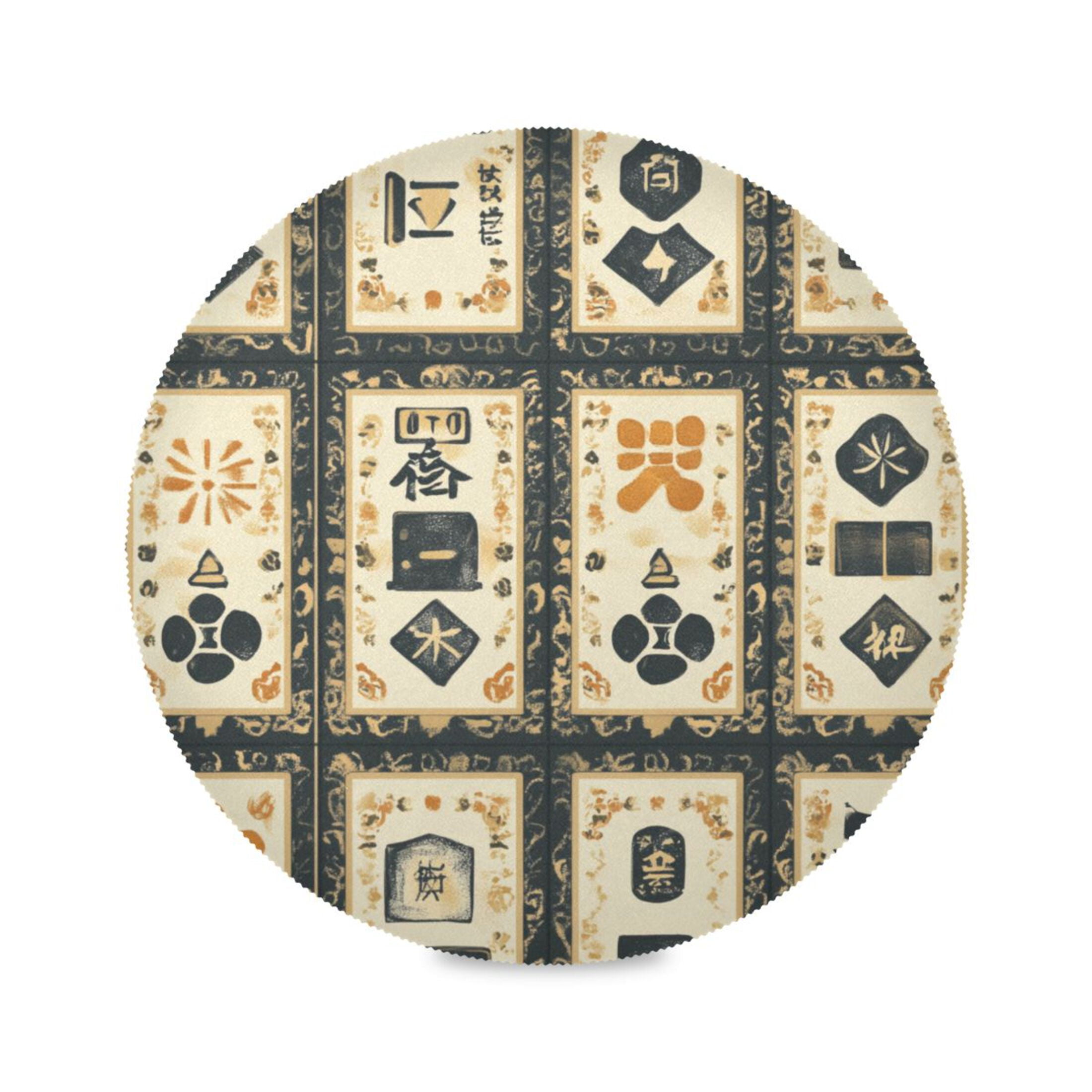 WOBOGO Mahjong Background Round Placemats Set of 6 Heat Resistant ...