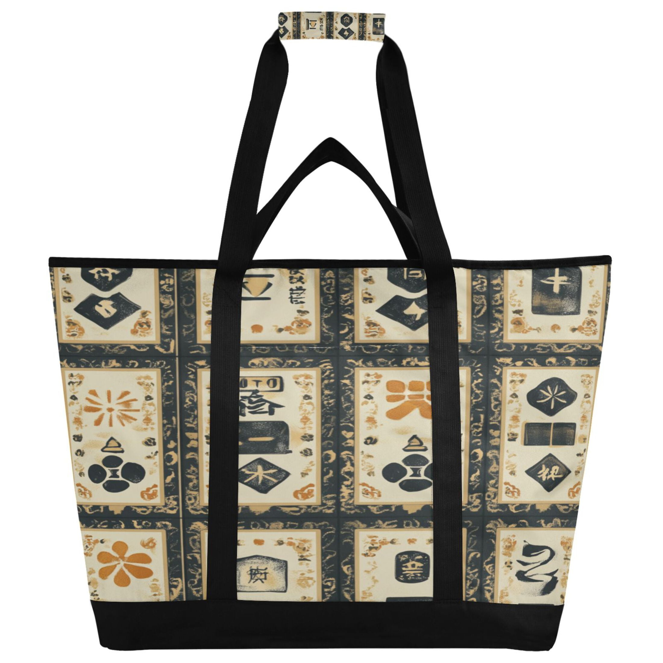 WOBOGO Mahjong Background Tote Cooler Bag Fold Flat Insulated Shopping ...