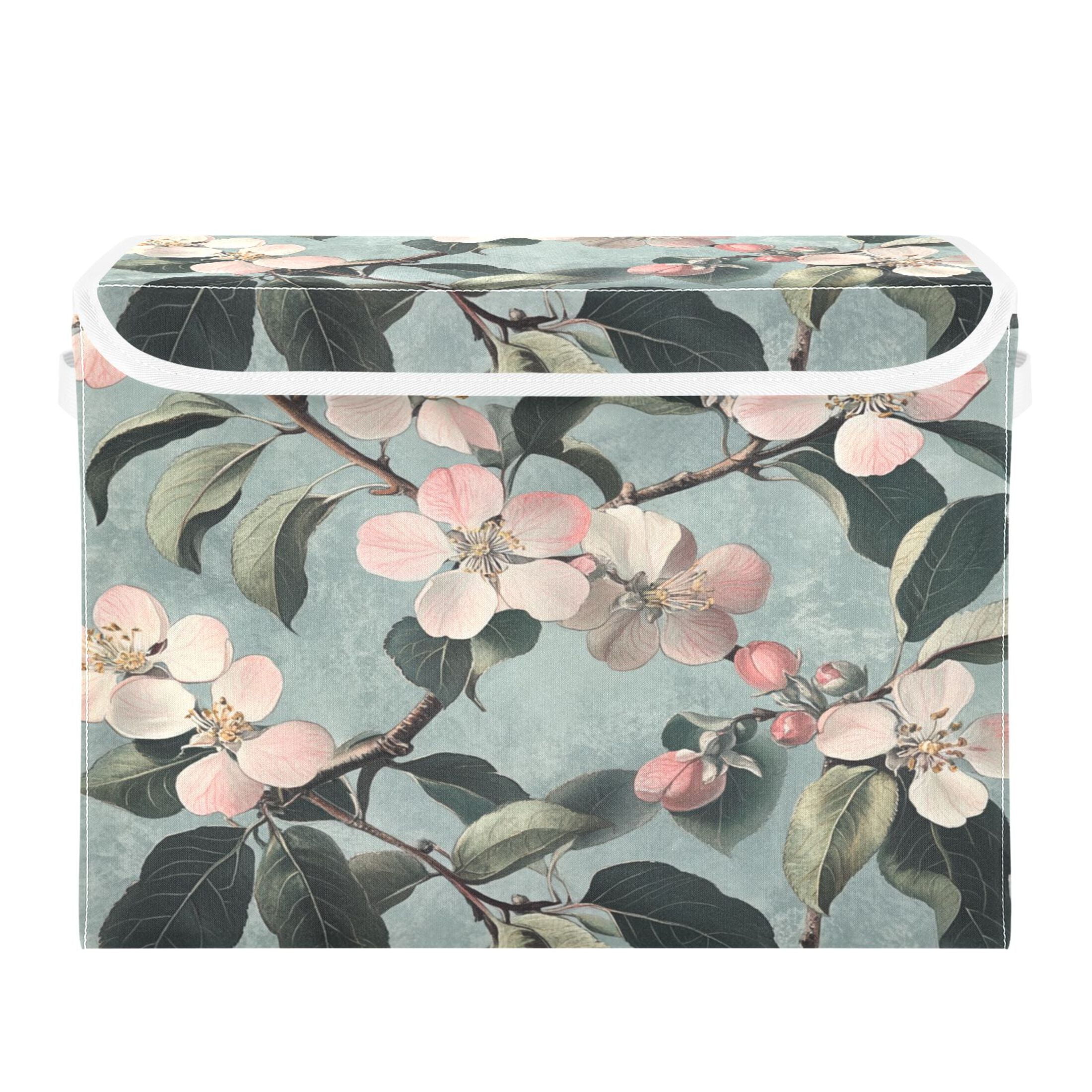 WOBOGO Malus Spectabilis Large Collapsible Storage Box Flip Lid Fabric ...