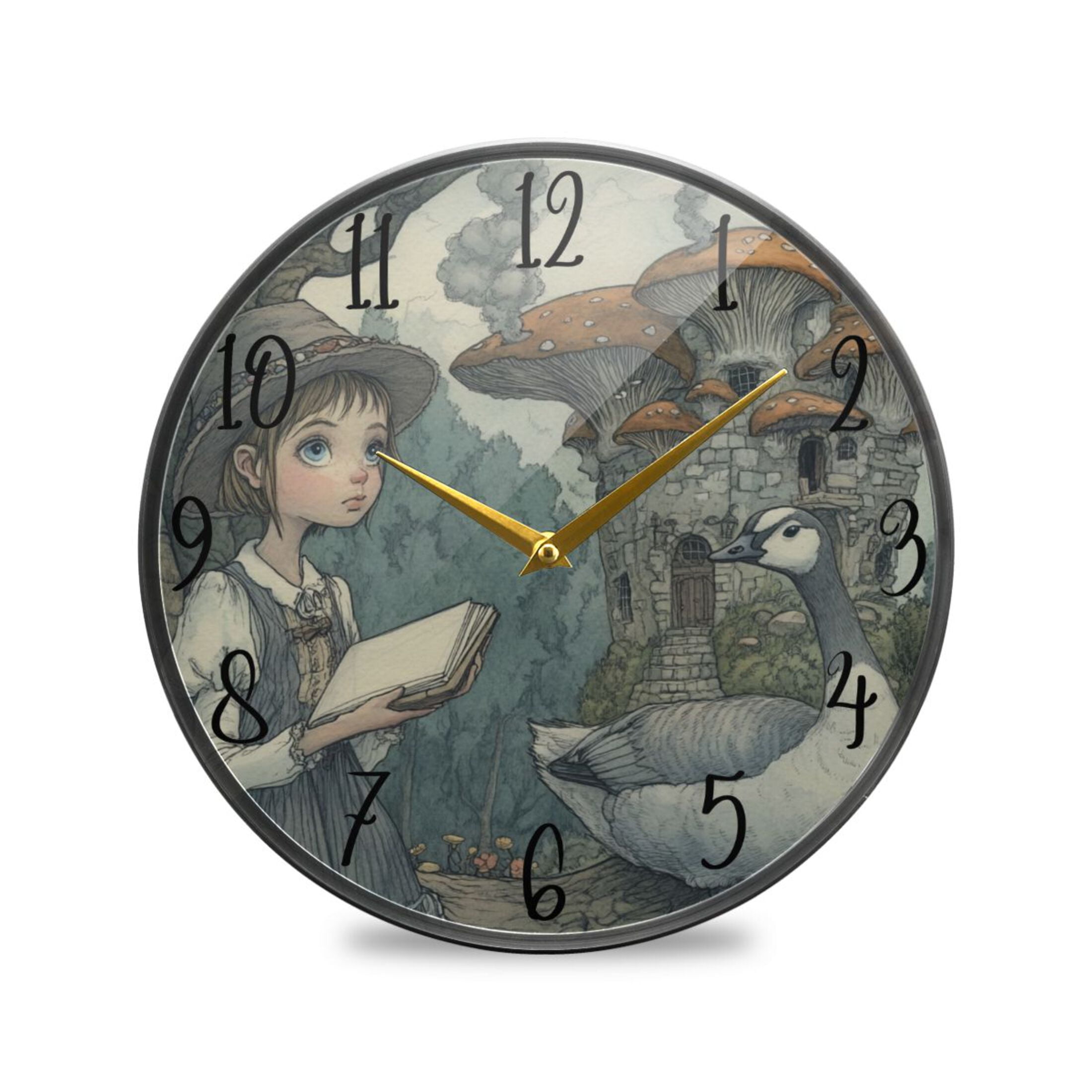 WOBOGO Medieval Mushroom Castle Acrylic Wall Clock Battery Operated 9 ...