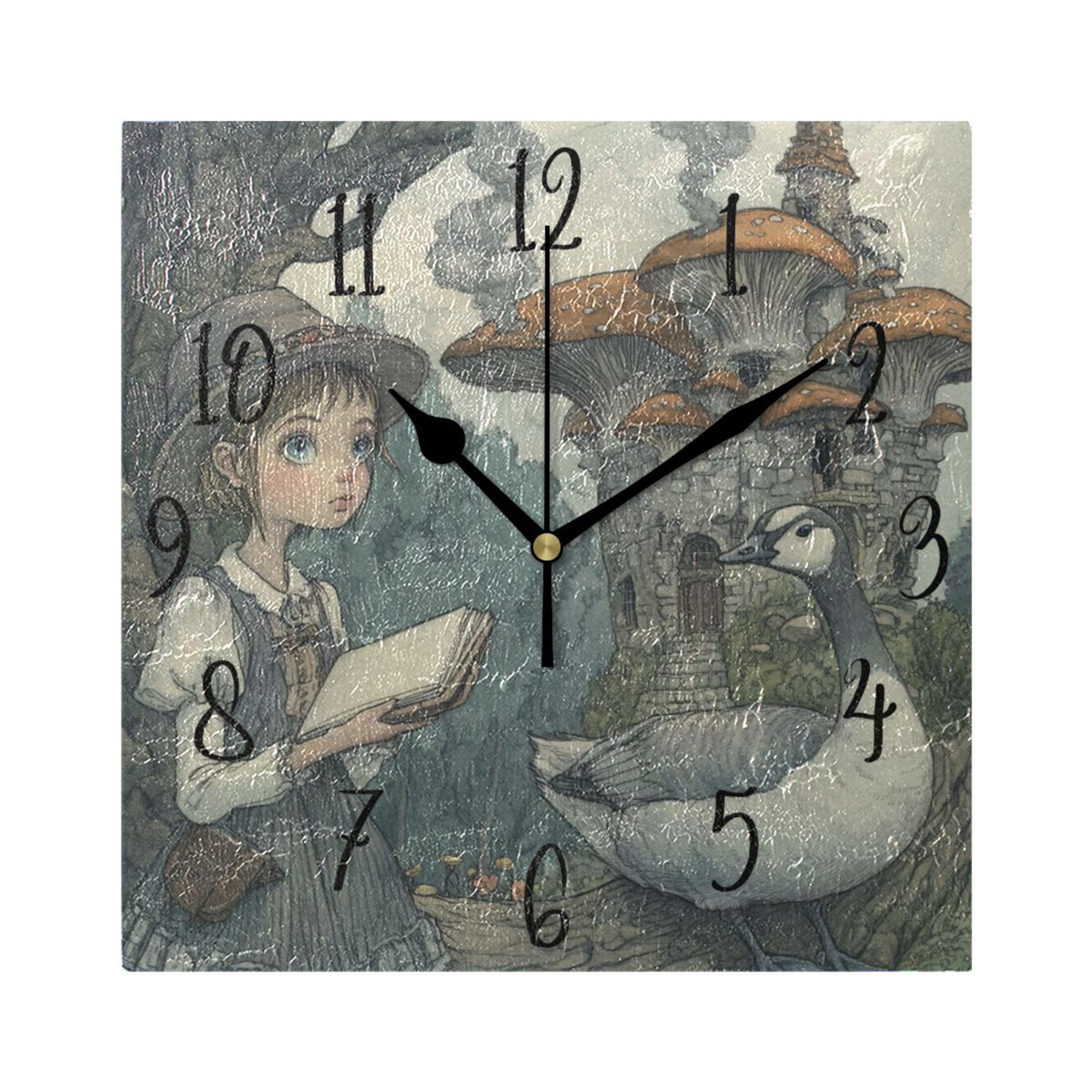 WOBOGO Medieval Mushroom Castle Wall Clock 7.78 Inch Battery Operated ...