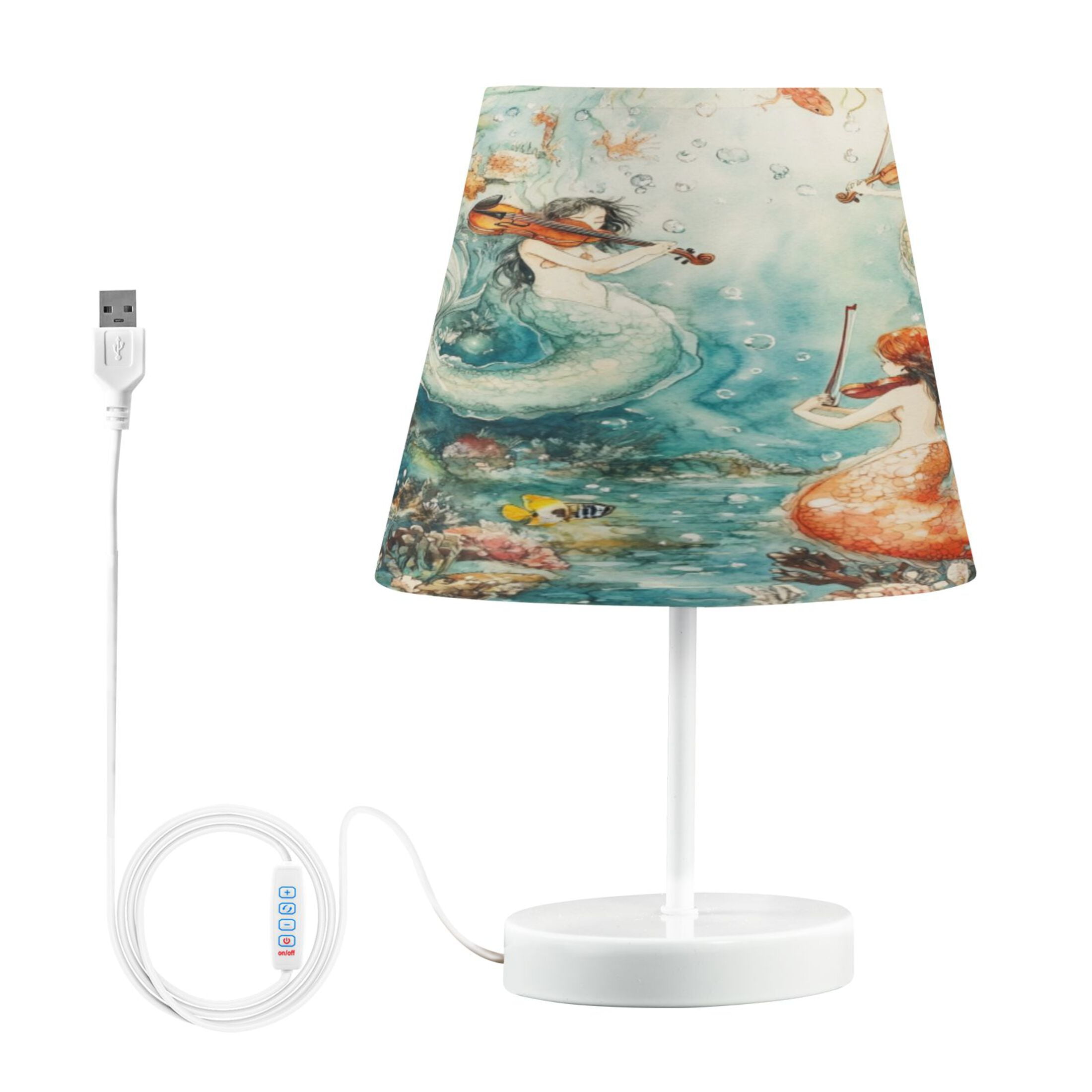 WOBOGO Mermaid Plays Music Table Lamps Bedroom 3-Speed Dimmable Farm ...