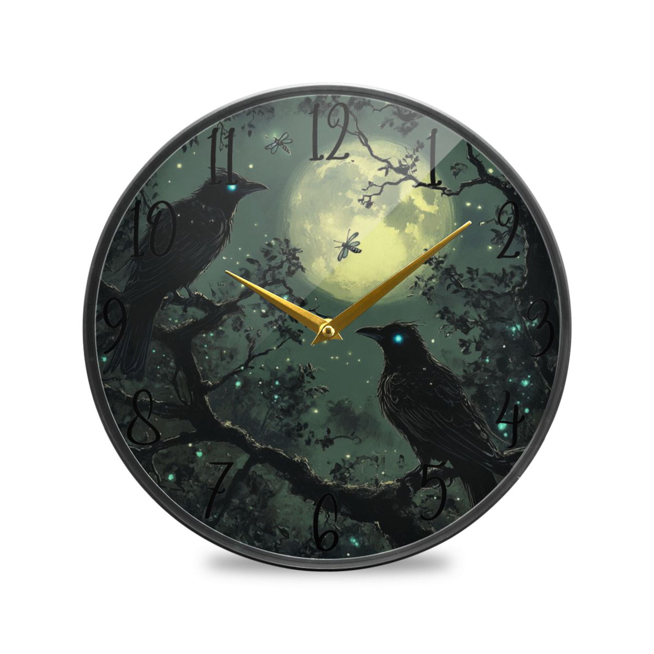 WOBOGO Midnight Dark Crow Acrylic Wall Clock Battery Operated 9.5in ...