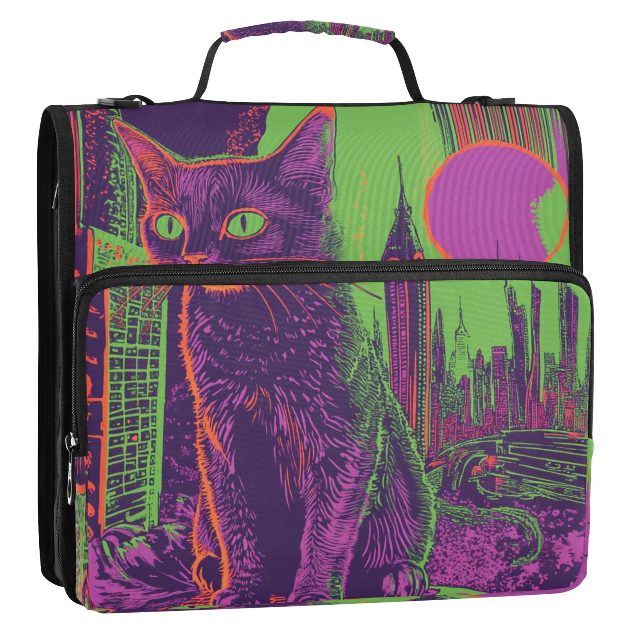 WOBOGO Moebius Cat Ring Binder Bag 1.5in Folder Organizer with Shoulder ...
