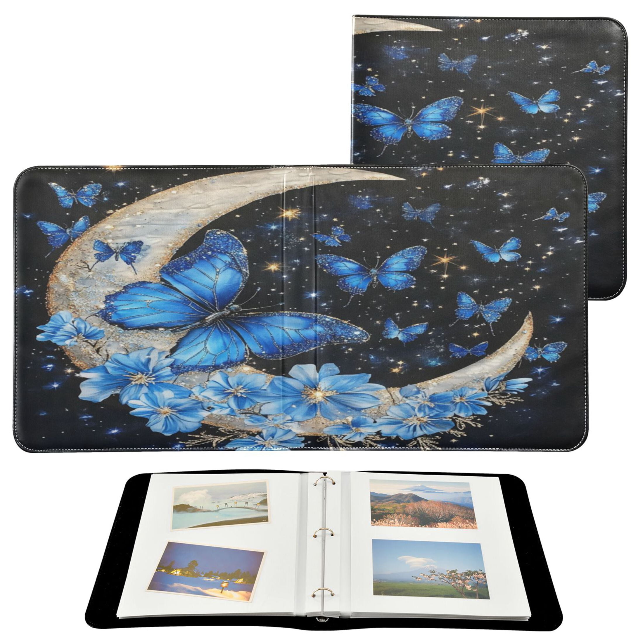 WOBOGO Moon with Butterflies Photo Albums 20 Pages Large Capacity DIY ...